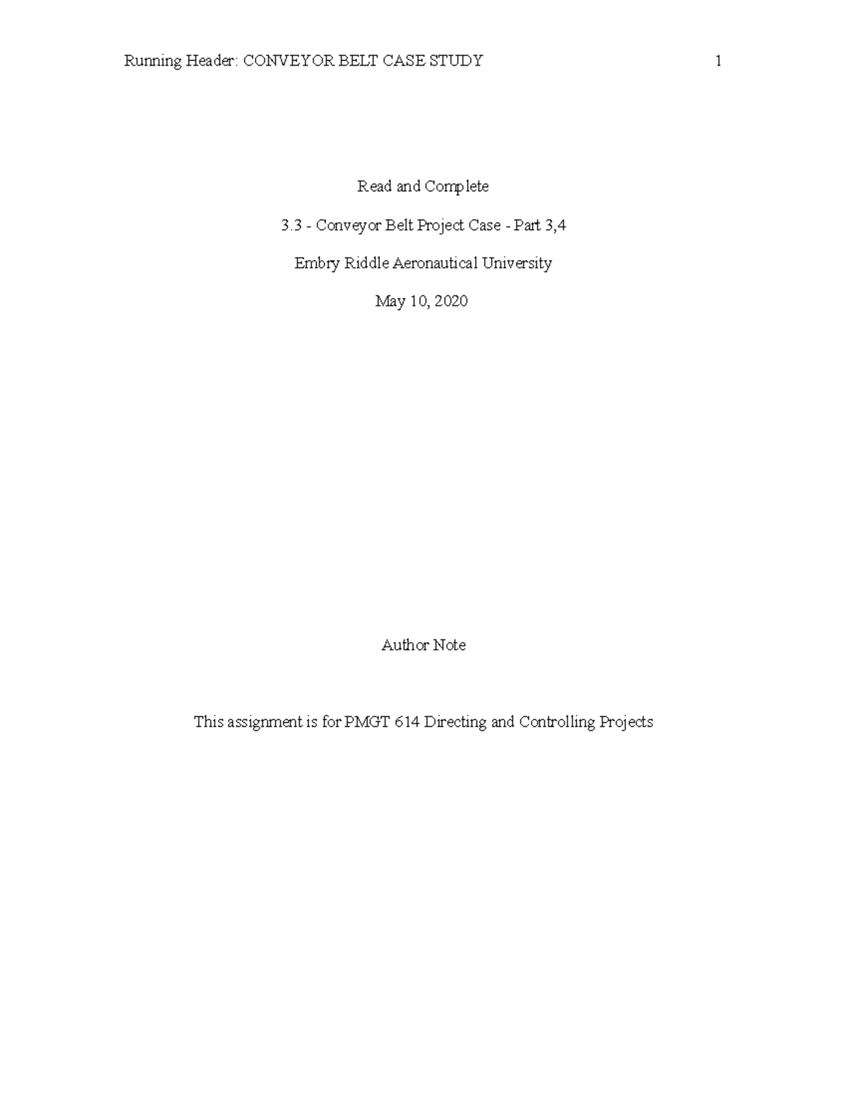 WBS 3 - homewoek - Read and Complete 3 - Conveyor Belt Project Case ...