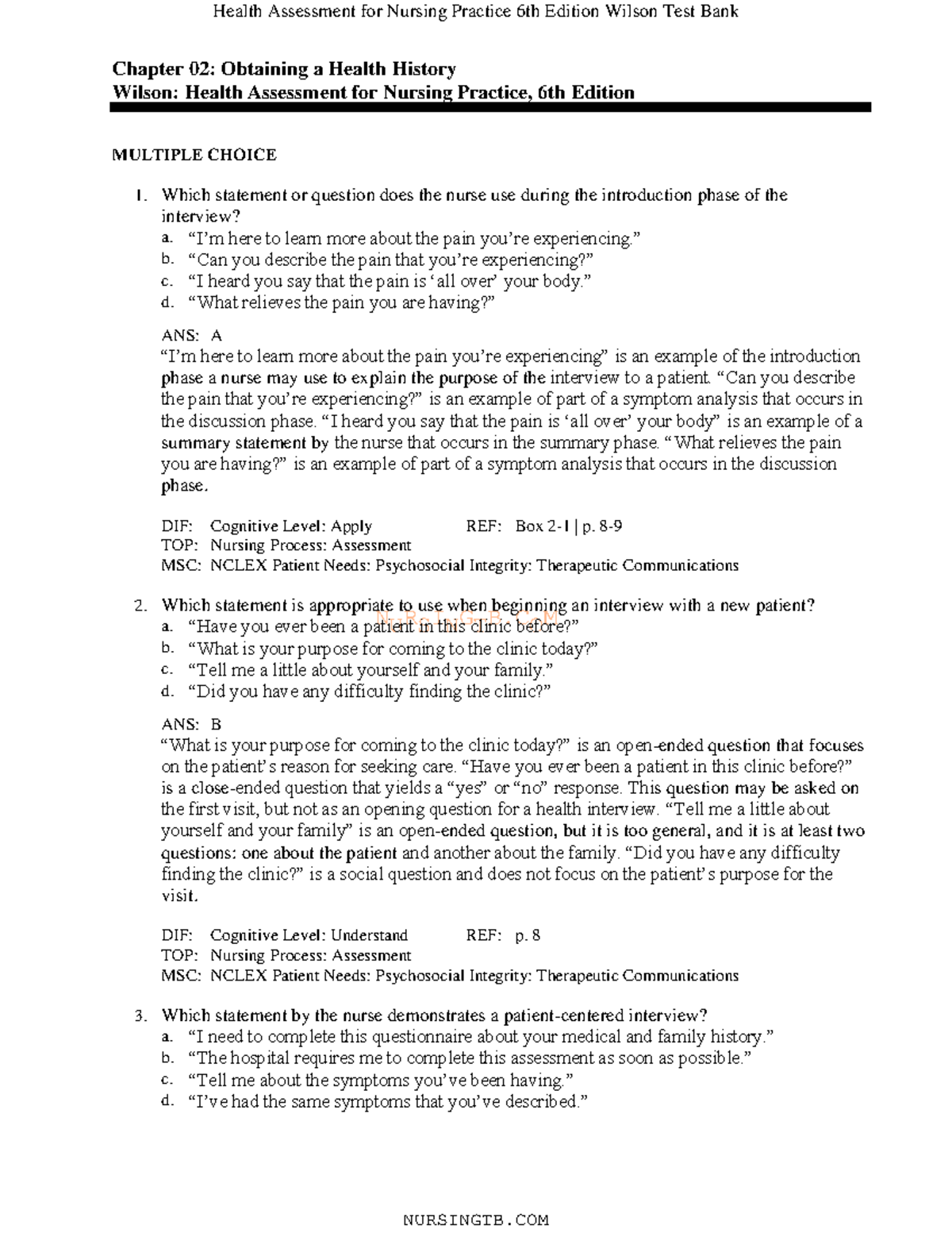 Chapter 02: Health History Acquisition - Nursing Assessment Insights ...