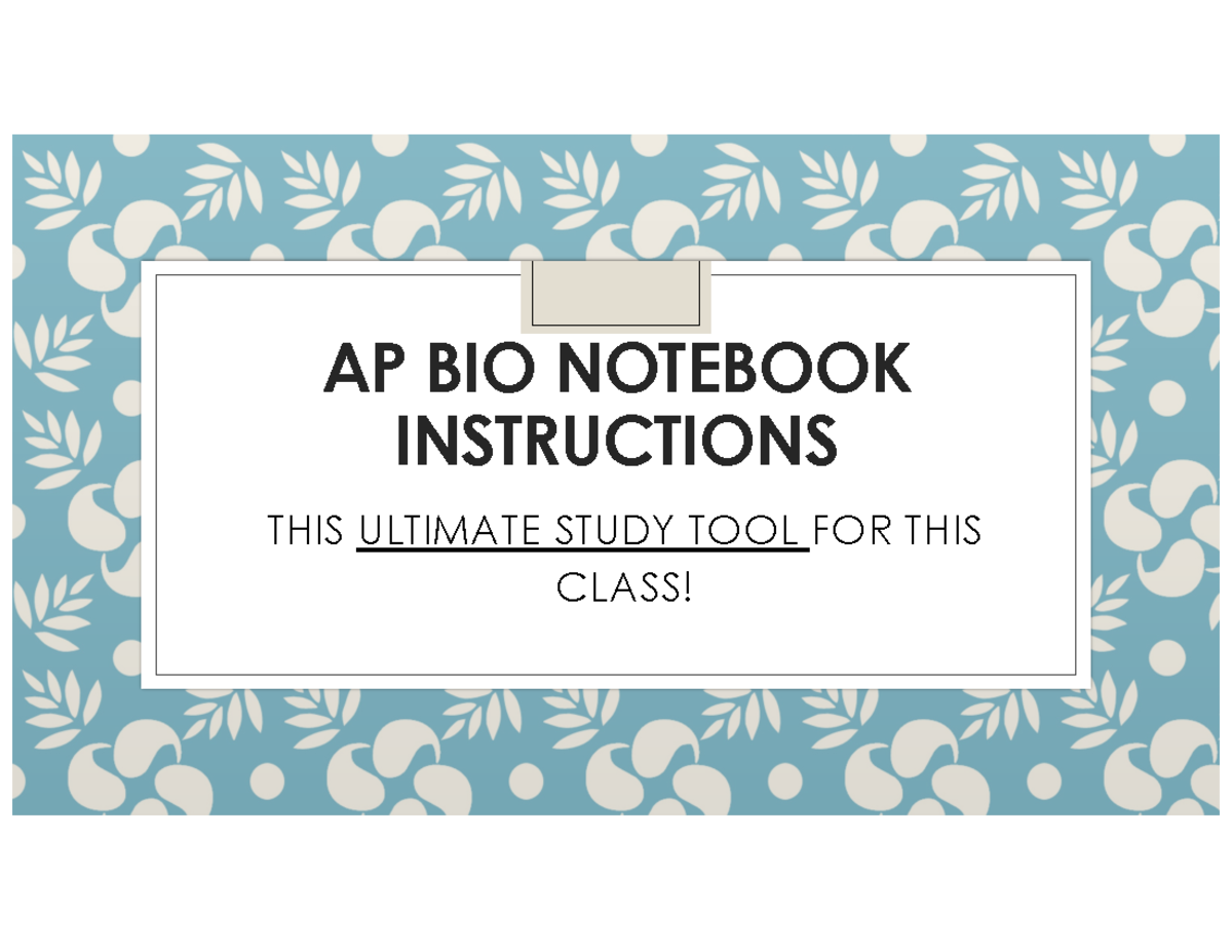 AP Bio Notebook - Biology - AP BIO NOTEBOOK INSTRUCTIONS THIS ULTIMATE ...