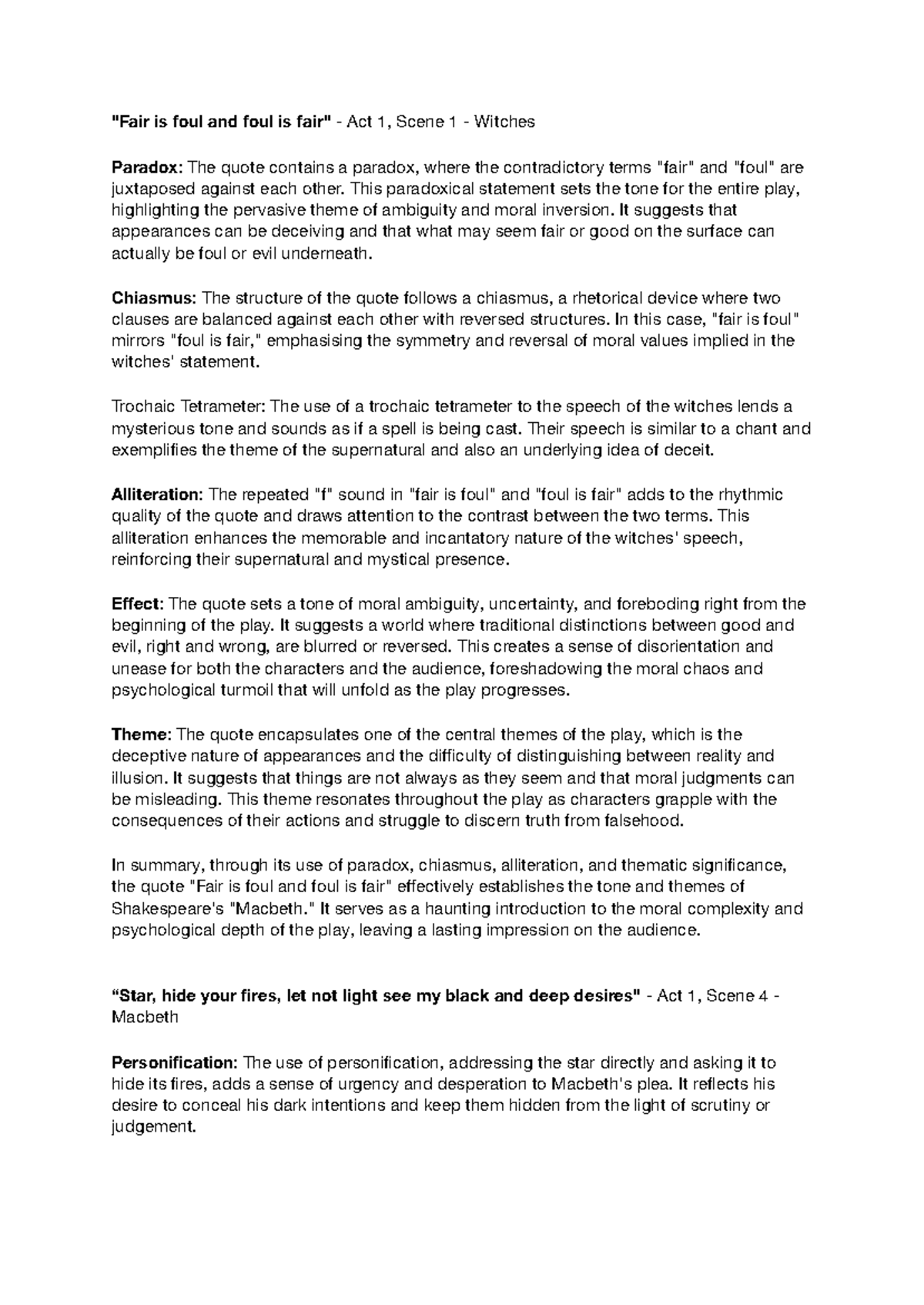 Macbeth Quotes & Analysis: Key Themes & Literary Devices (Eng 101 ...