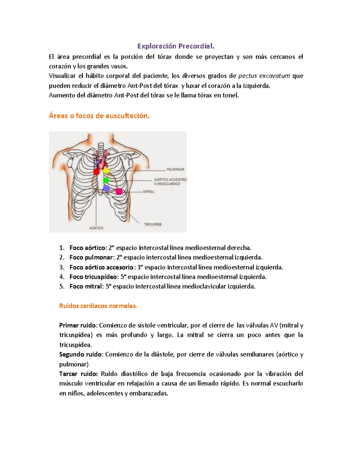 Exploración Precordial - El área precordial es la porción del tórax ...