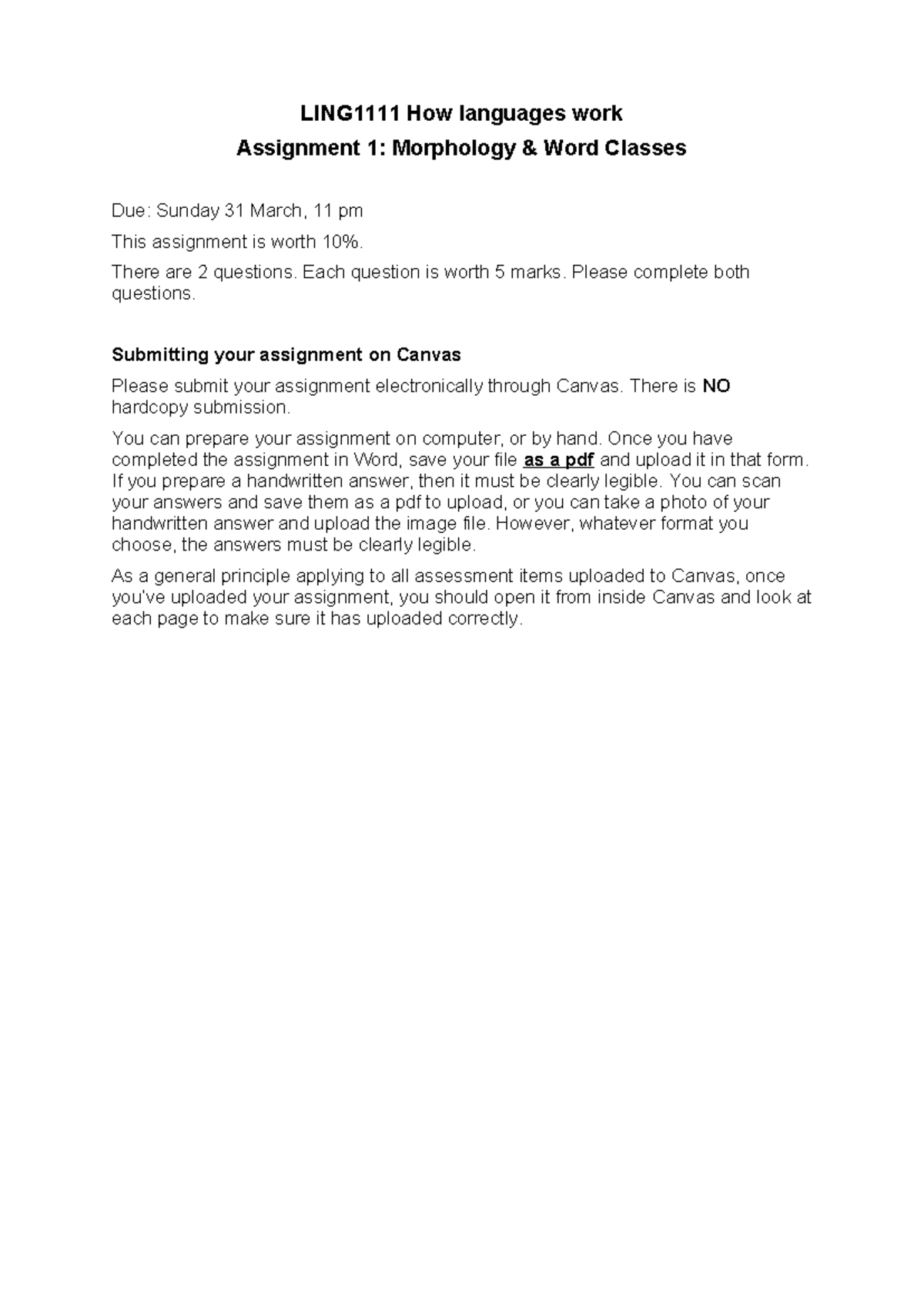 LING1111 2024 assignment 1 Morphology & word classes - LING1111 How ...