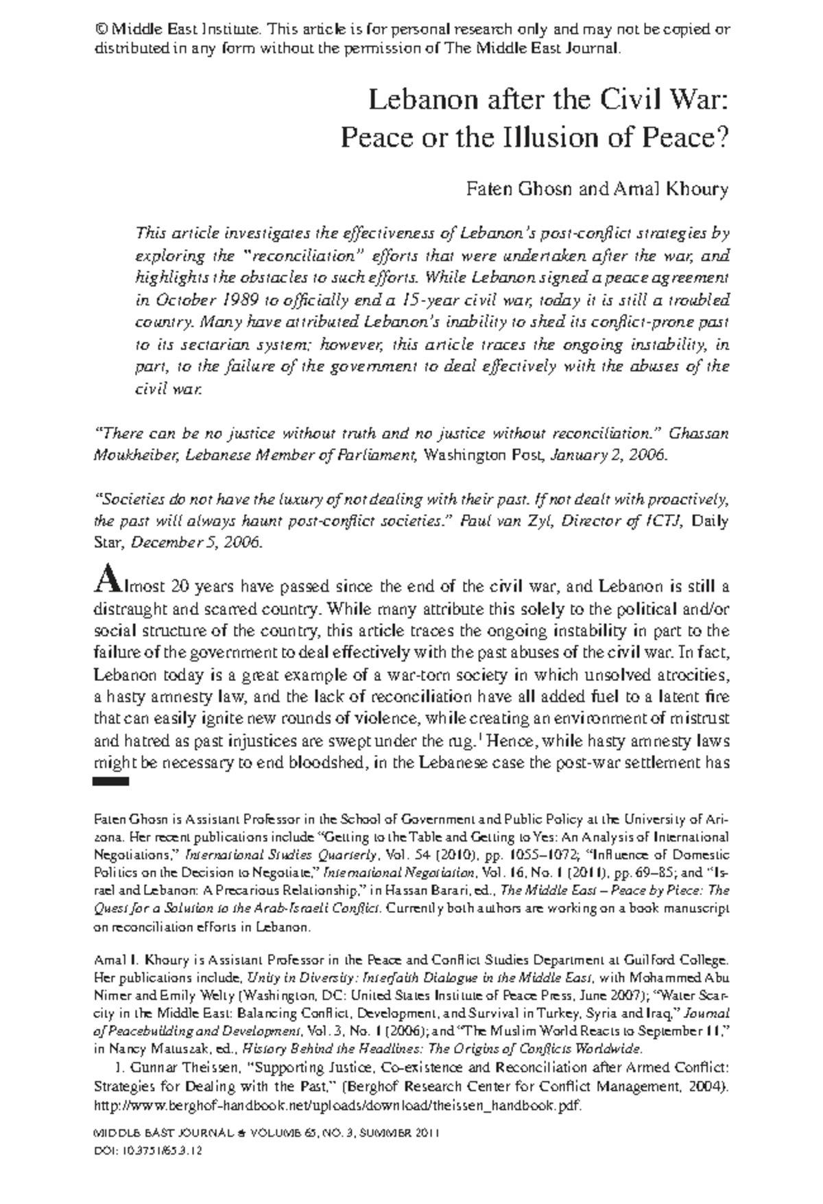 Lebanon after the Civil War: Analyzing Peace Efforts and Challenges ...