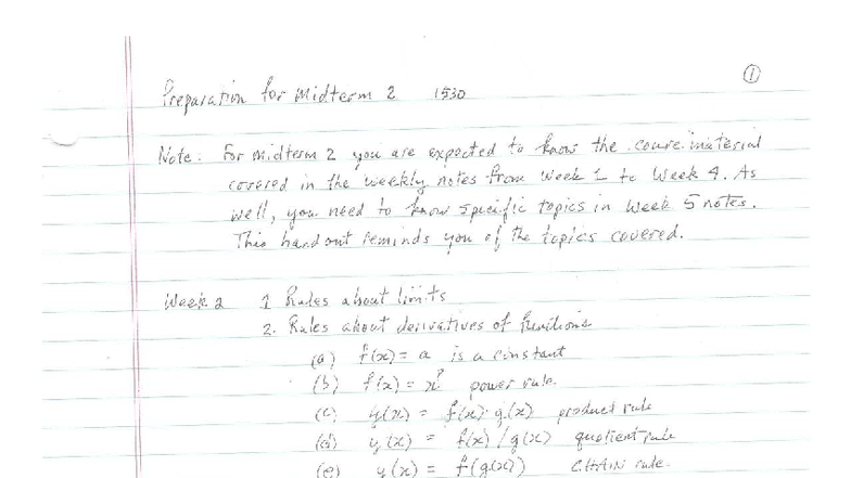 Midterm 2 Prep: Key Topics from Weeks 1-5 (Course 1530) - Studocu
