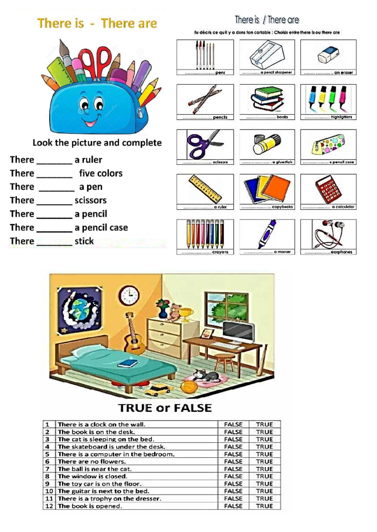 There is/There are: Describing Objects and True/False Exercises - Studocu