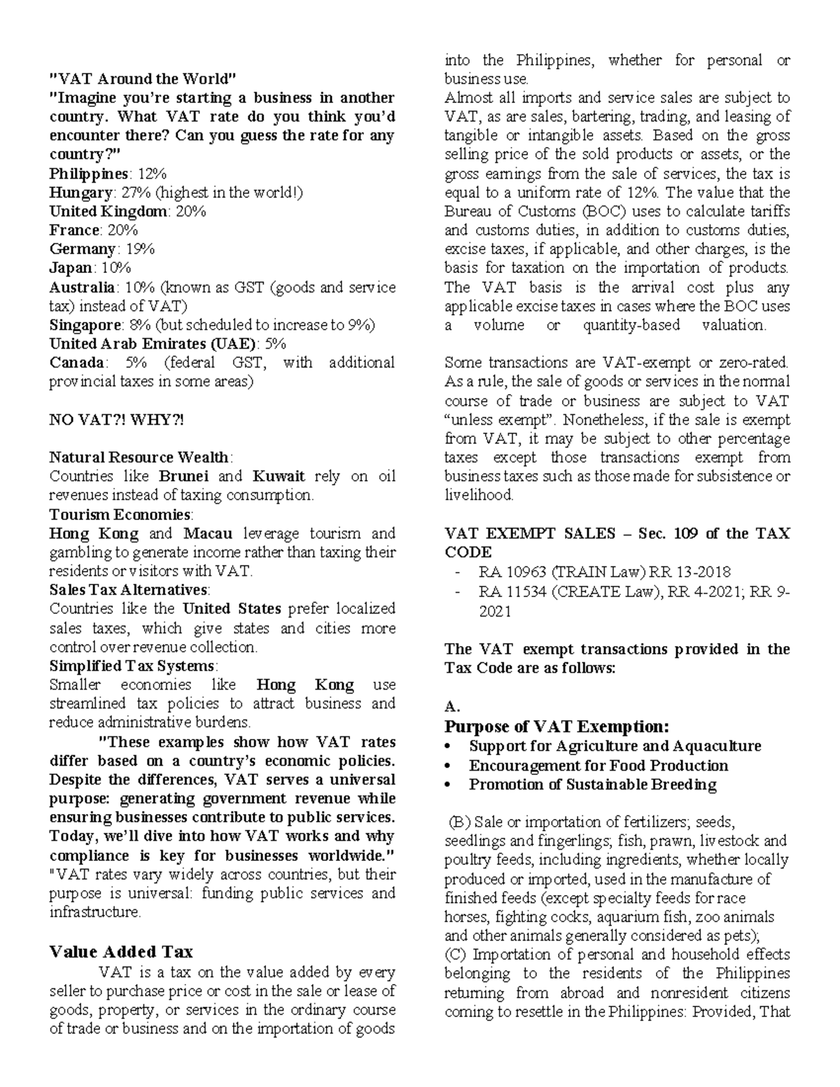 VAT Rates and Exemptions: A Comprehensive Guide for Business in PH ...