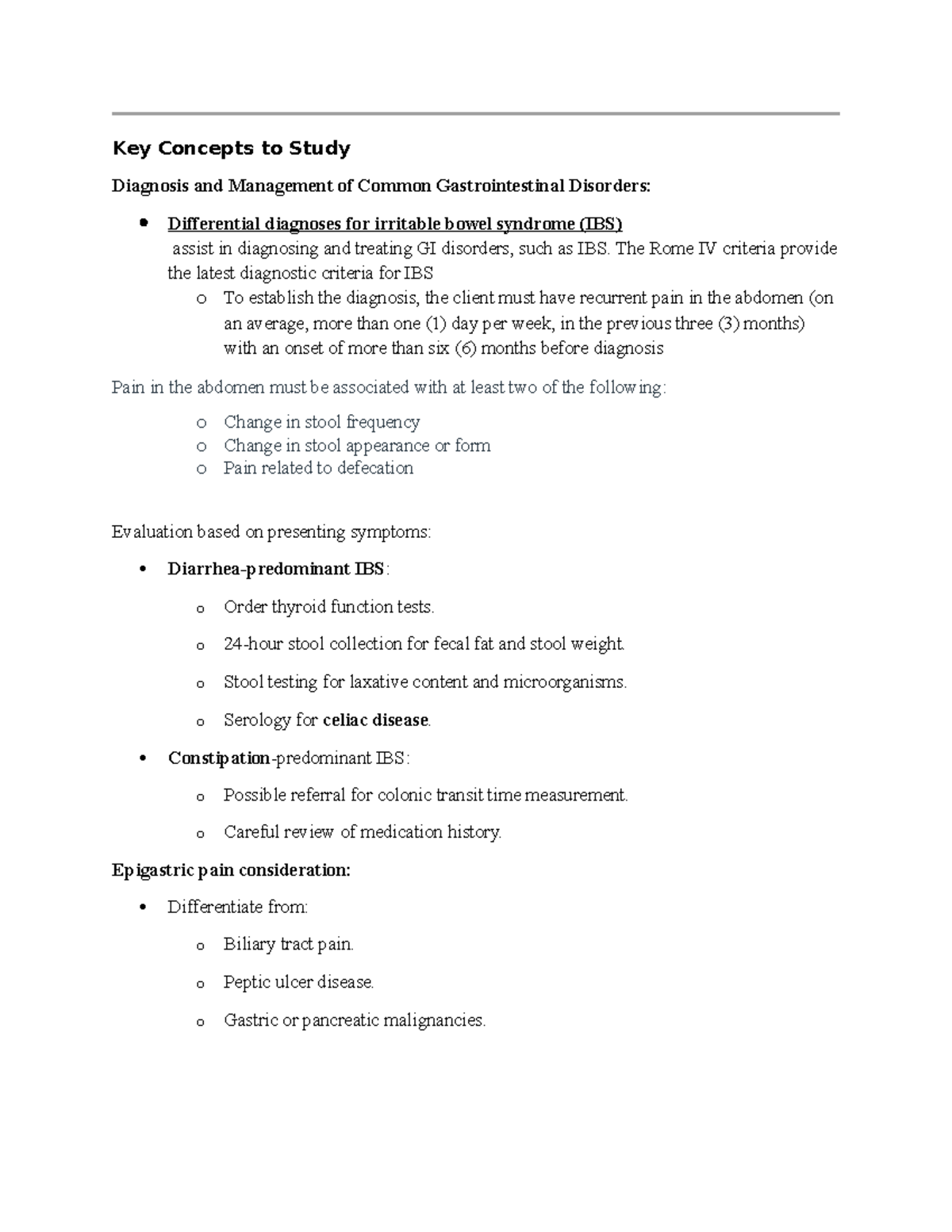 NR511 Final Exam Study Guide: Key Concepts in GI Disorders Management - Studocu