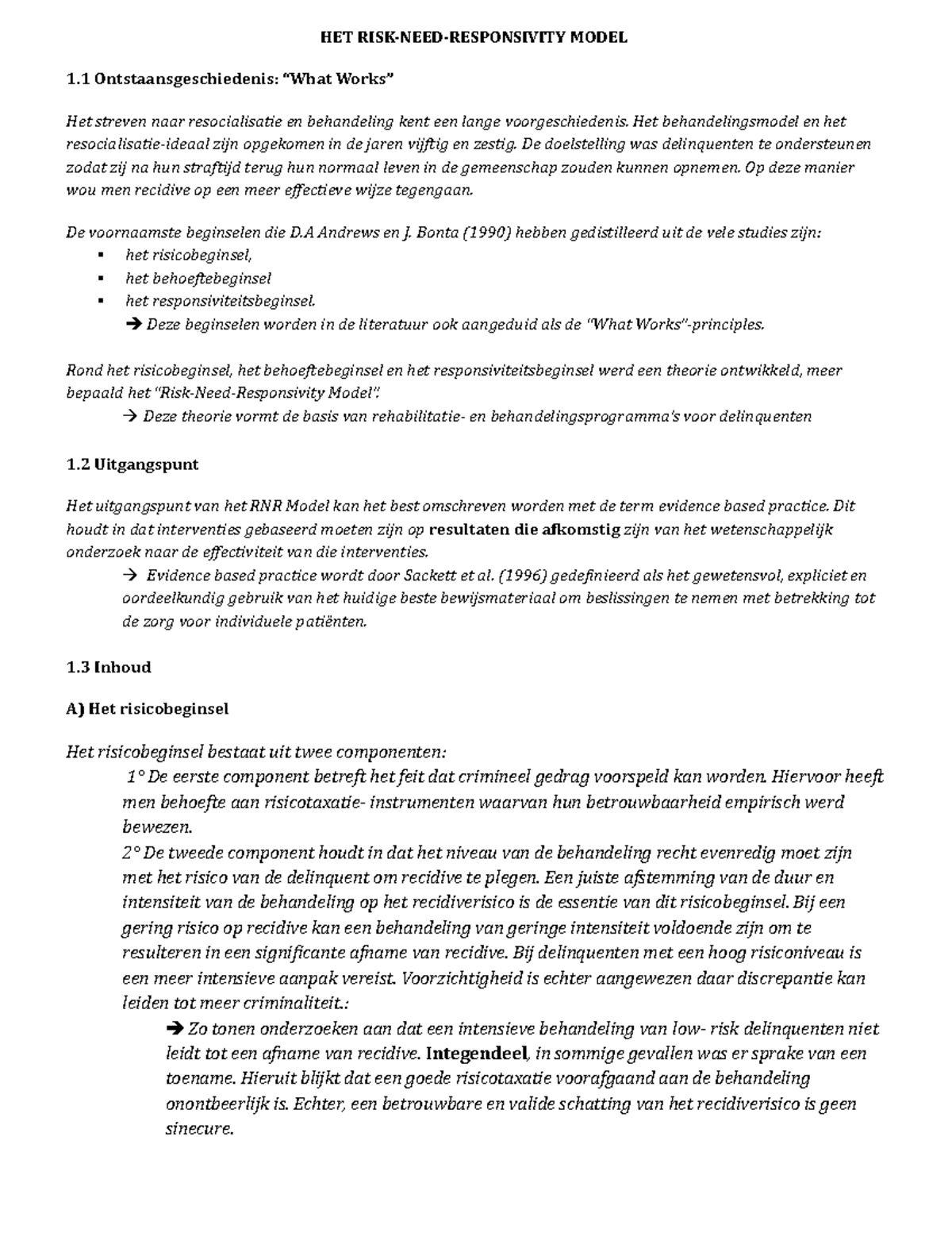Risk Need Responsivity Model in Criminological Psychology: A Detailed ...