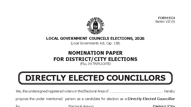 District & City Elections - LC5 DEC Nomination Paper 2026 - Studocu