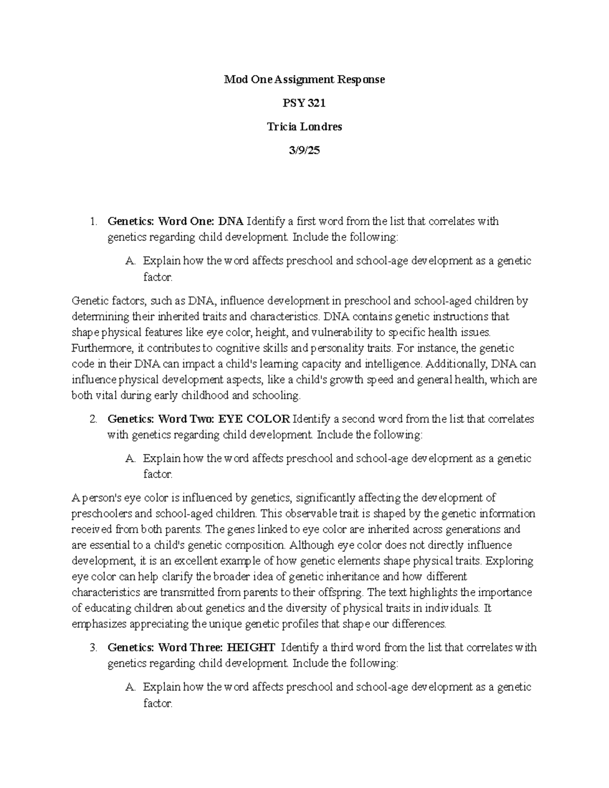 Understanding Child Development: Genetics vs. Environment - PSY 321 TL ...