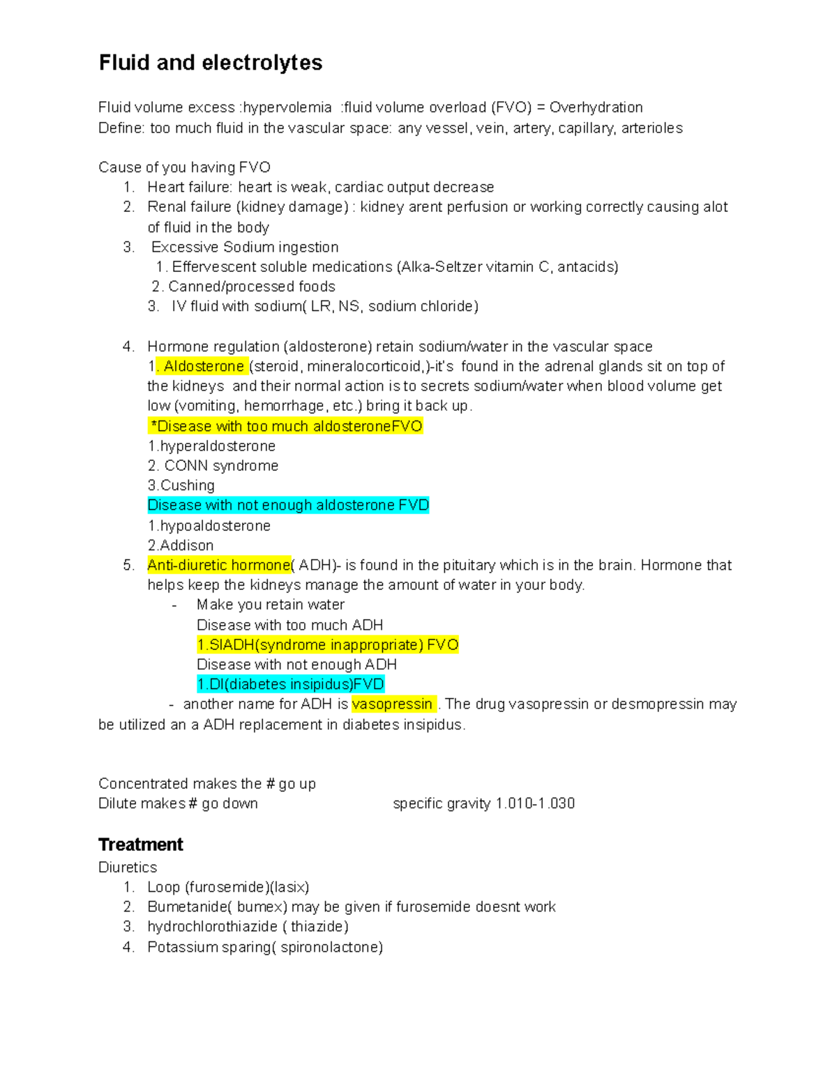 Fluid and Electrolytes: Understanding Hypervolemia and FVO Causes - Studocu