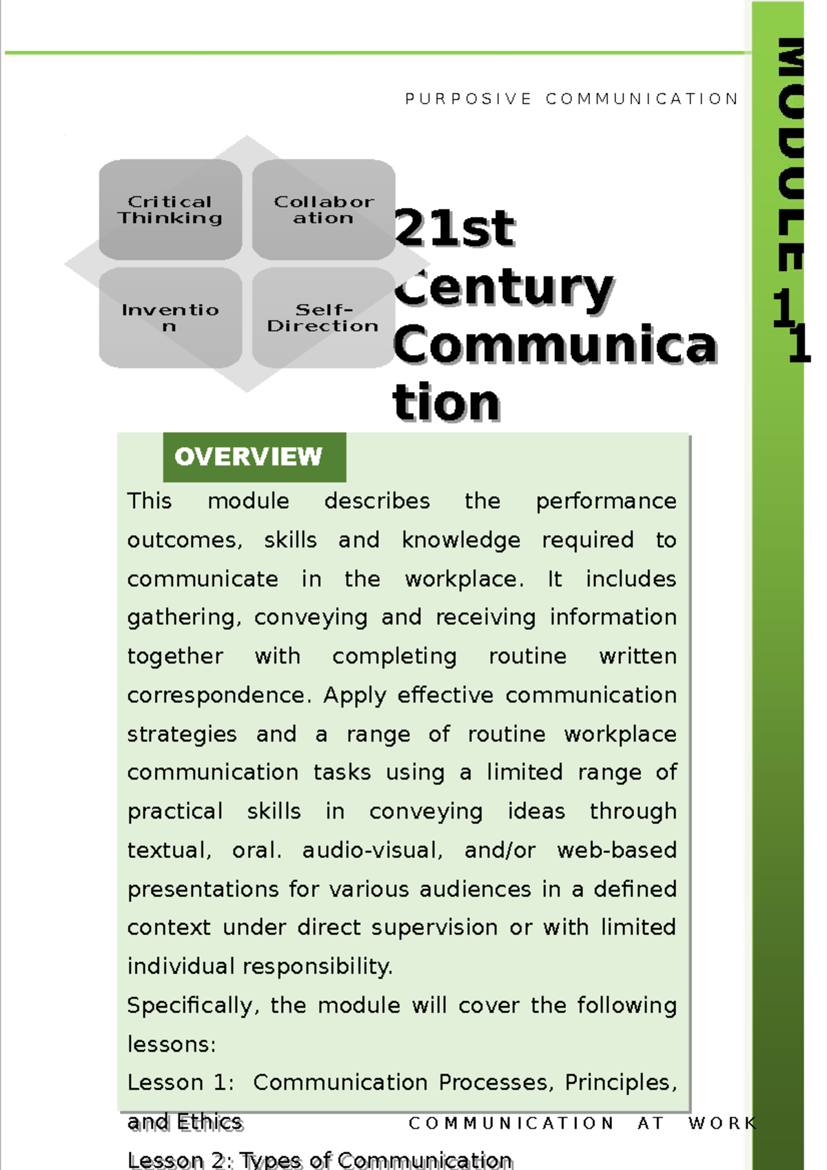 Module 1: 21st Century Communication Skills & Strategies - Studocu