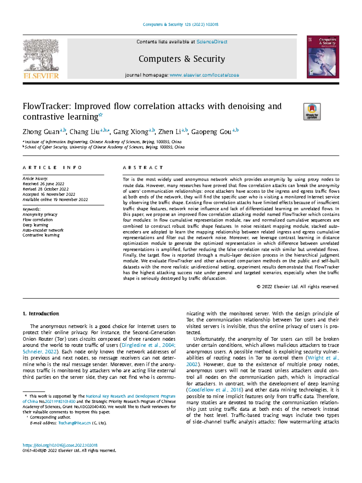 FlowTracker: Enhanced Flow Correlation Attacks in CS 125 (2023) - Studocu