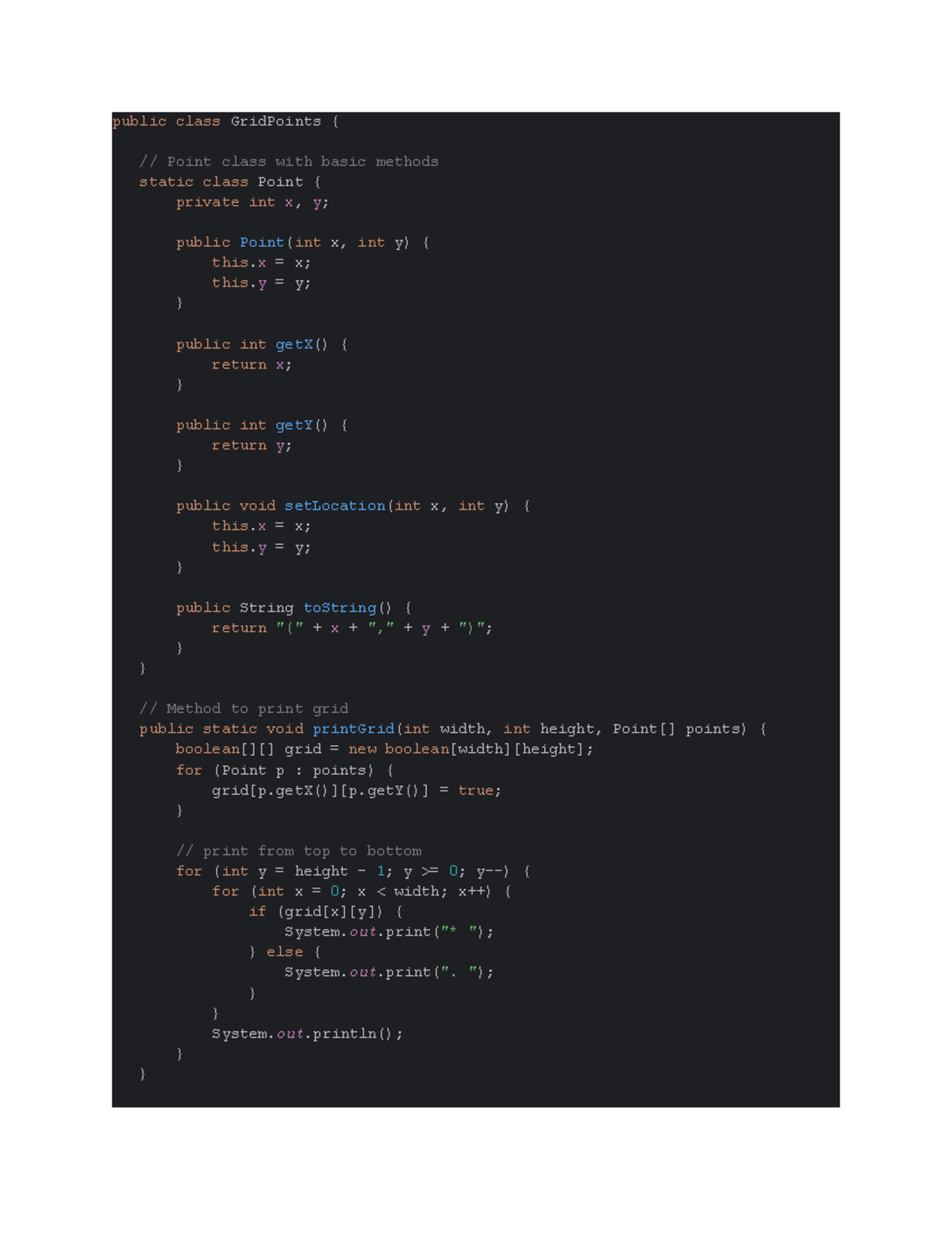 Activity 1B1 - Java GridPoints Class Implementation - Studocu