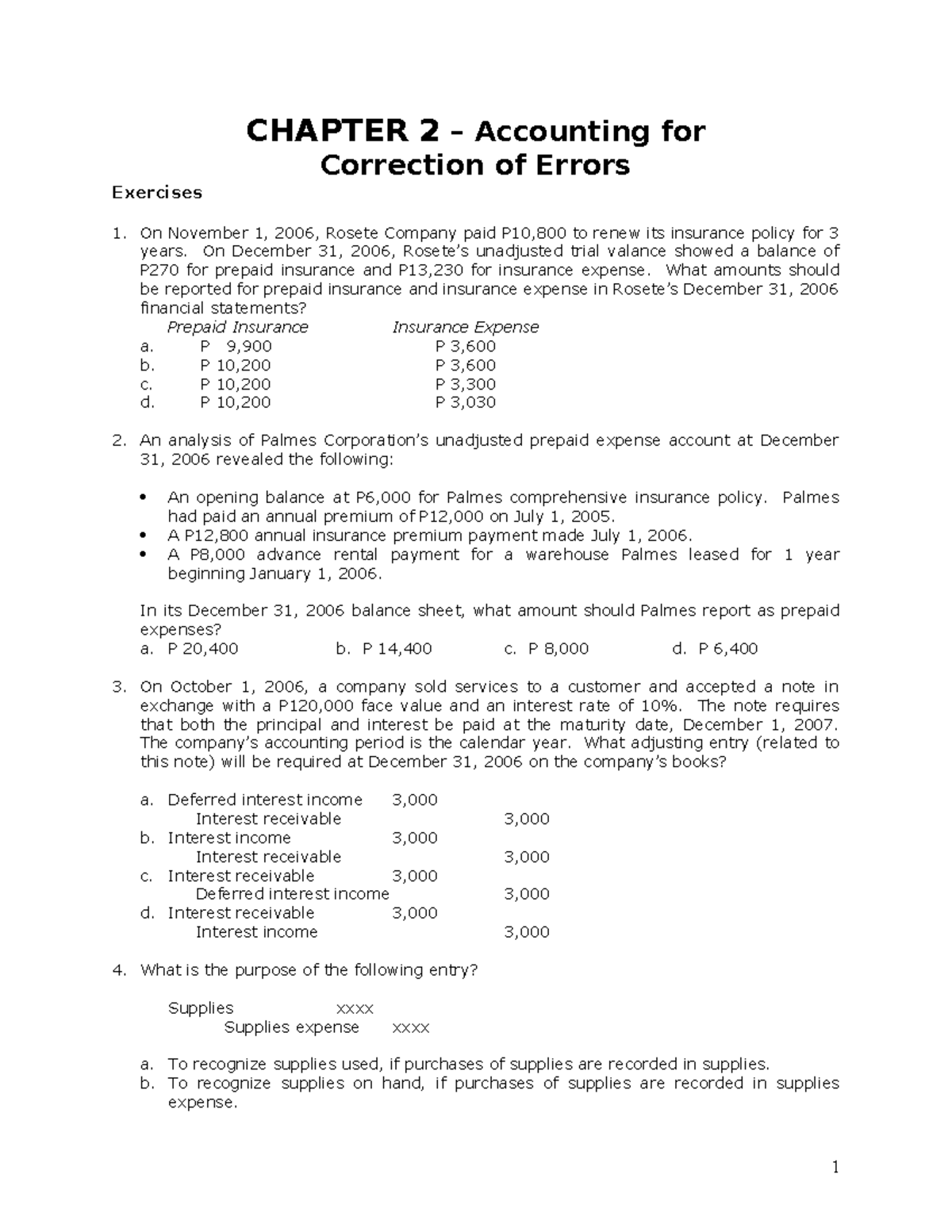 Chapter 2: Correction of Errors in Accounting (ACCT 101) - Studocu