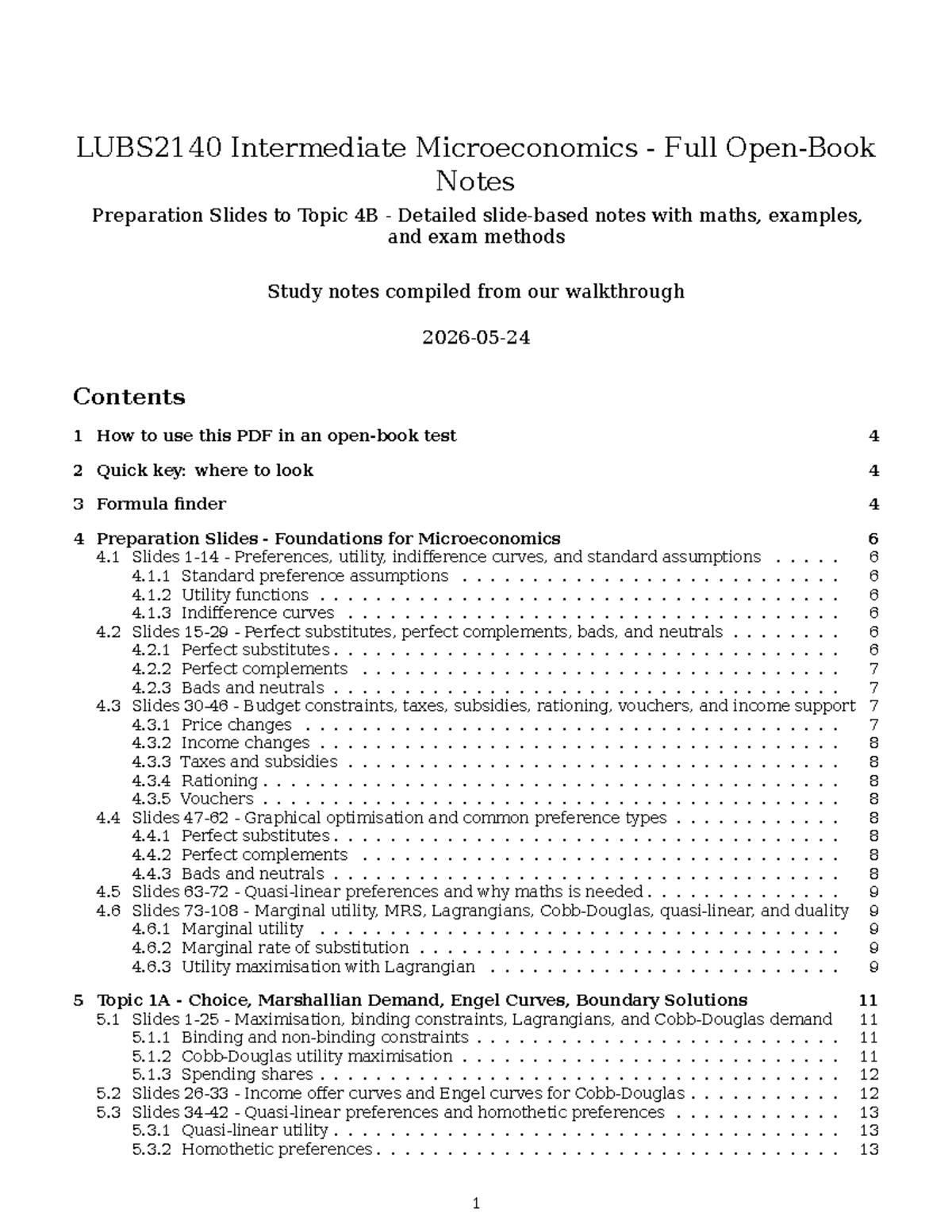 LUBS2140 Intermediate Microeconomics Comprehensive Study Notes - Studocu