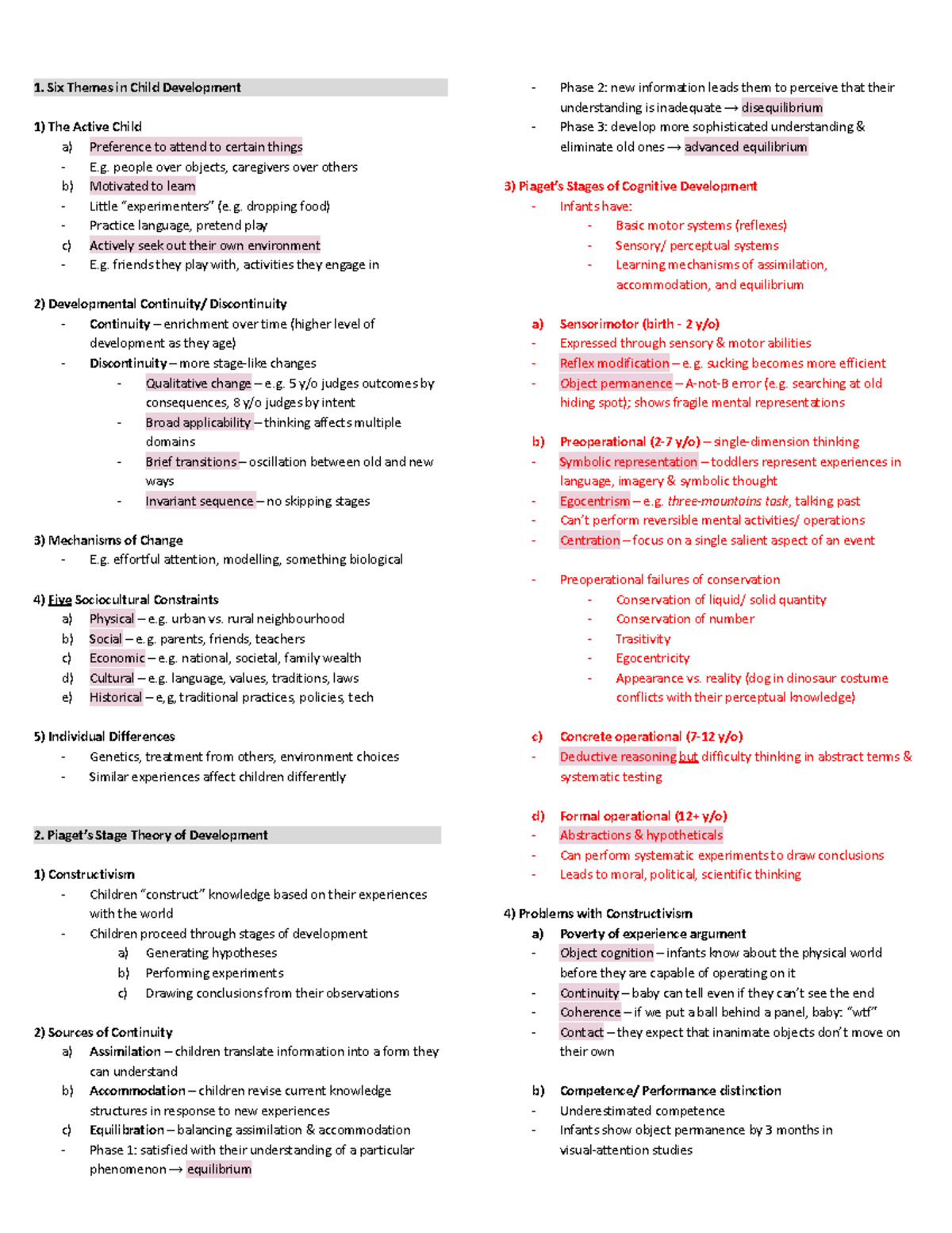 PSYC315 Final Summary: Key Themes in Child Development - Studocu