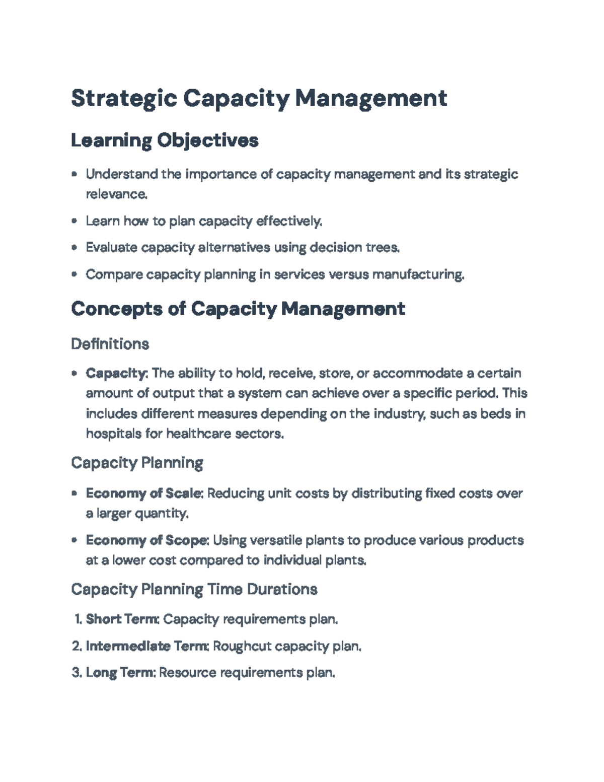 Strategic Capacity Management Overview & Planning Techniques ...