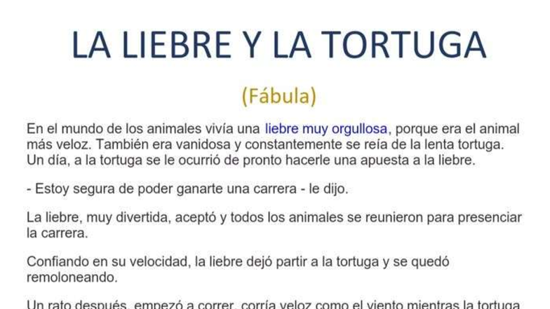 Cuento: La Liebre y la Tortuga (Fábula) - BA A _ TR - Studocu