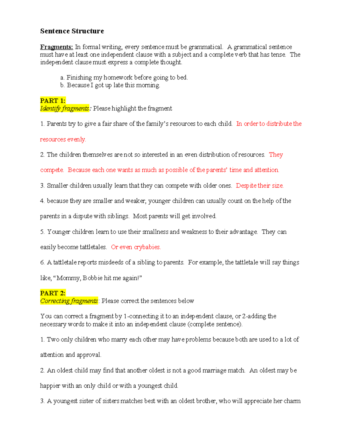 Sentence Structure Errors: Identifying and Correcting Fragments and Run ...