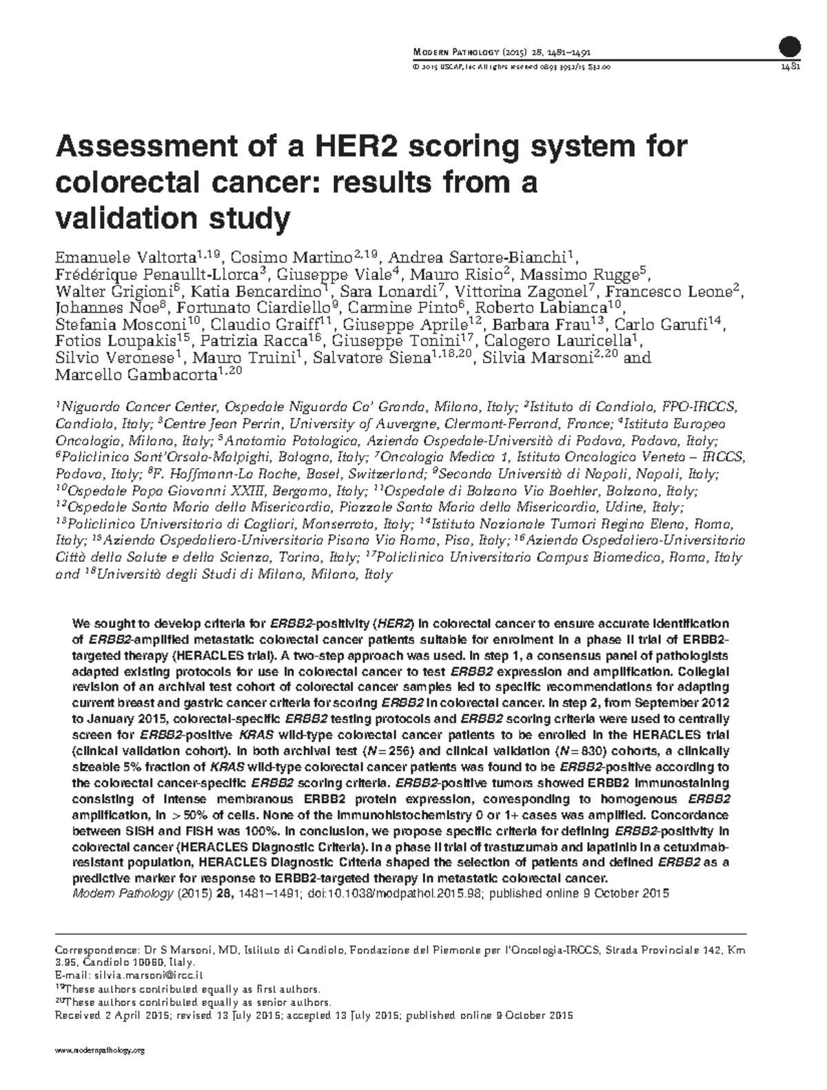HER2 Scoring System for Colorectal Cancer: Validation Study Insights ...