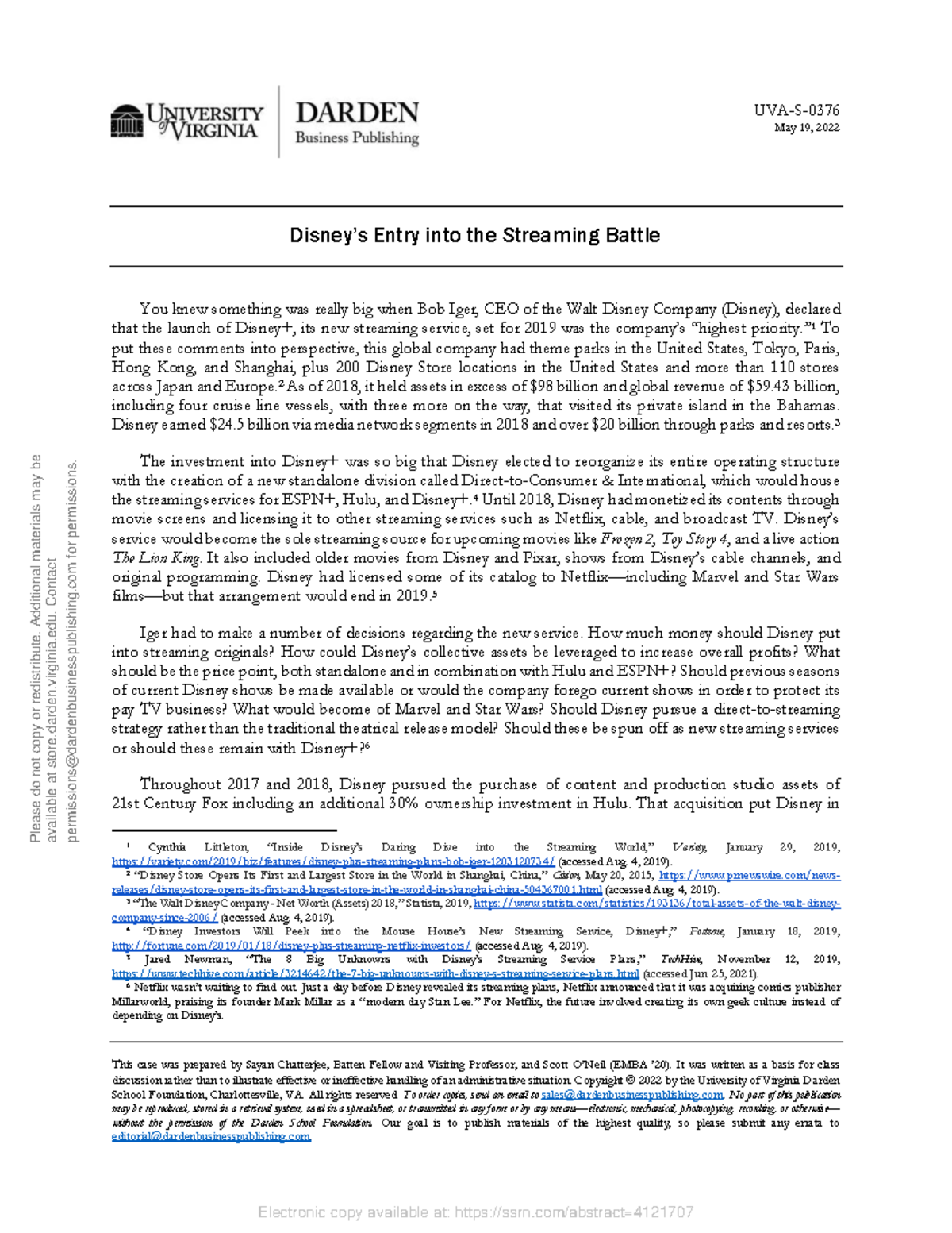 Disney's Strategic Entry into the Streaming Battle (EMBA Case Study ...