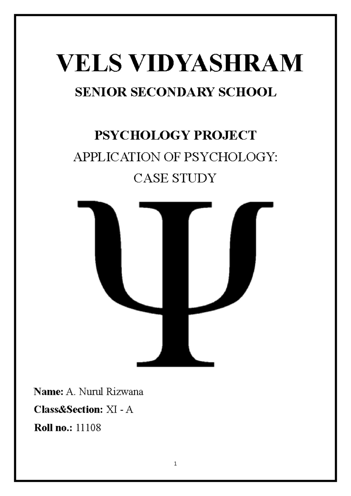 Class 11 Psychology Project: Application of Psychology in Elderly Care ...