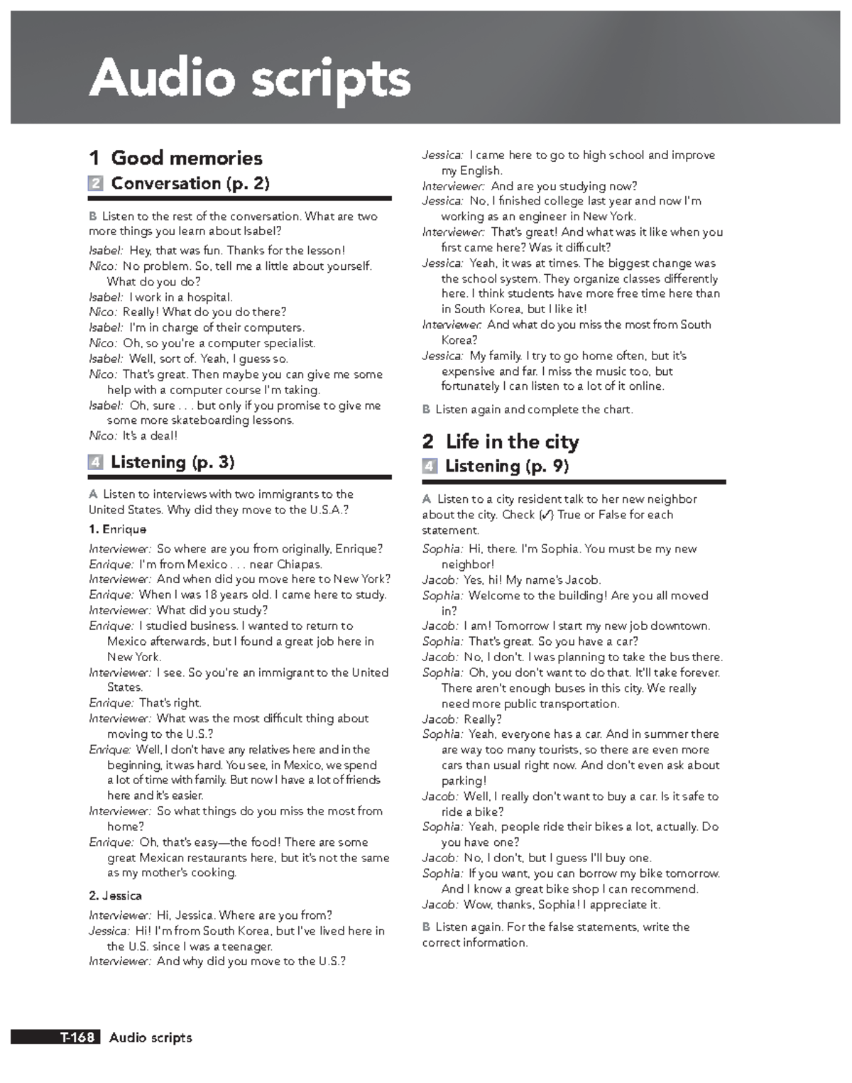 Interchange L2 Script: Unit 5 Audio Transcripts and Activities - Studocu