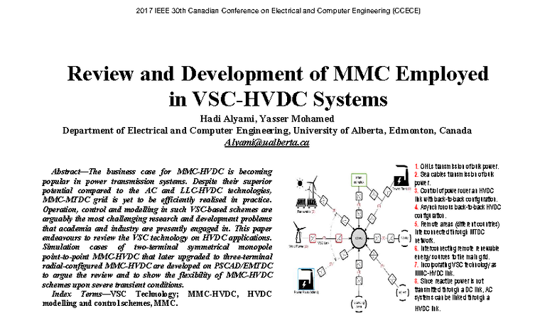2017 CCECE Review: MMC Applications in HVDC Systems - Studocu