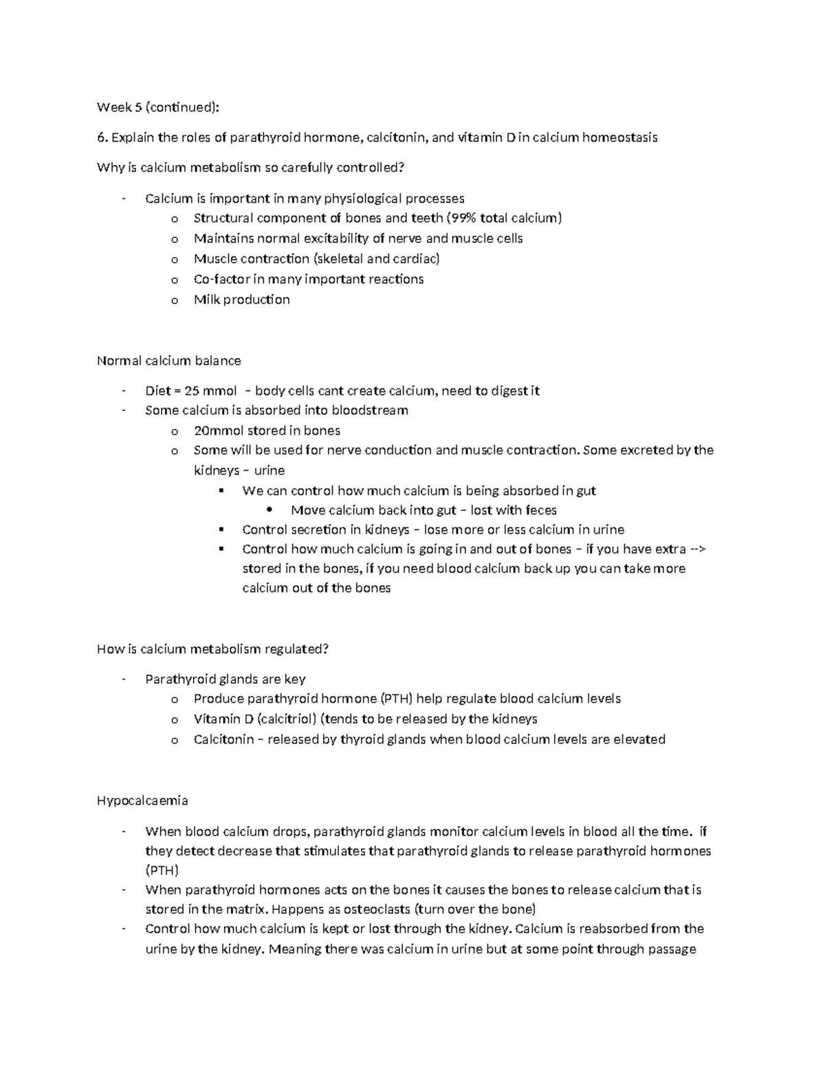 BIO121 Week 5 Notes: Calcium Homeostasis & Cardiac Conduction System ...