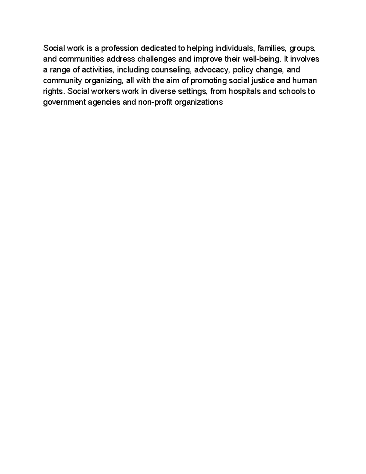 SW - Social Work Notes. - BS Social Work - Social work is a profession ...