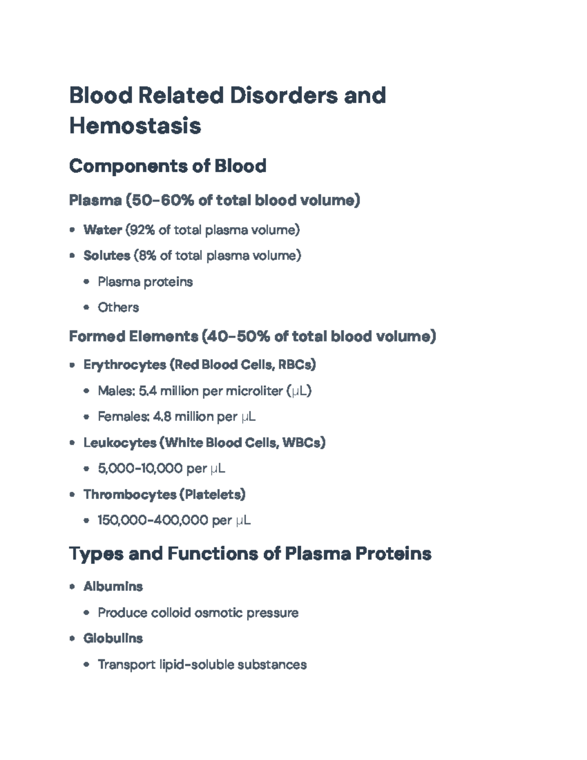 Blood Components, Formation, and Related Disorders Overview (BIO101 ...