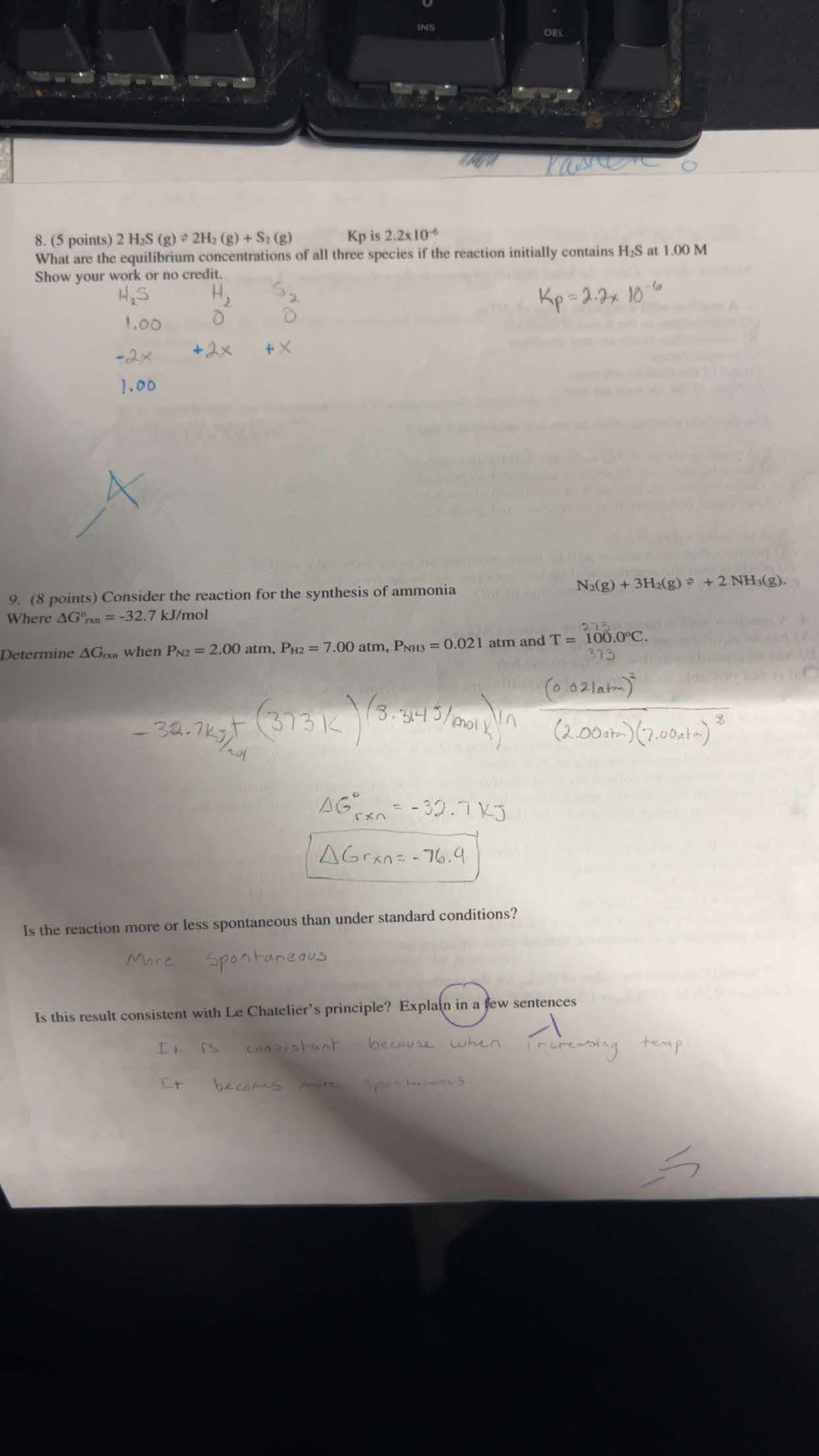 ABC 101 Final Exam: Equilibrium Concentrations & Spontaneity Analysis - Studocu