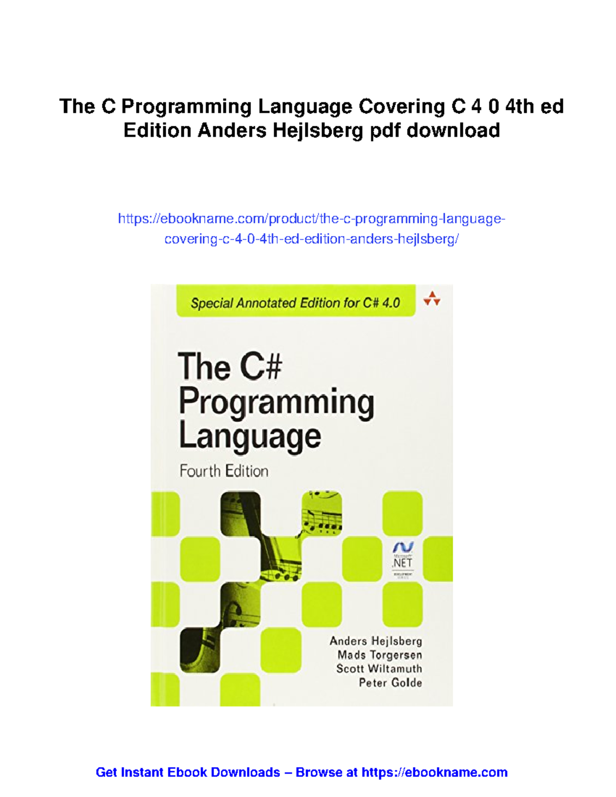 C Programming Language (C 4.0) - 4th Edition by Anders Hejlsberg - Studocu