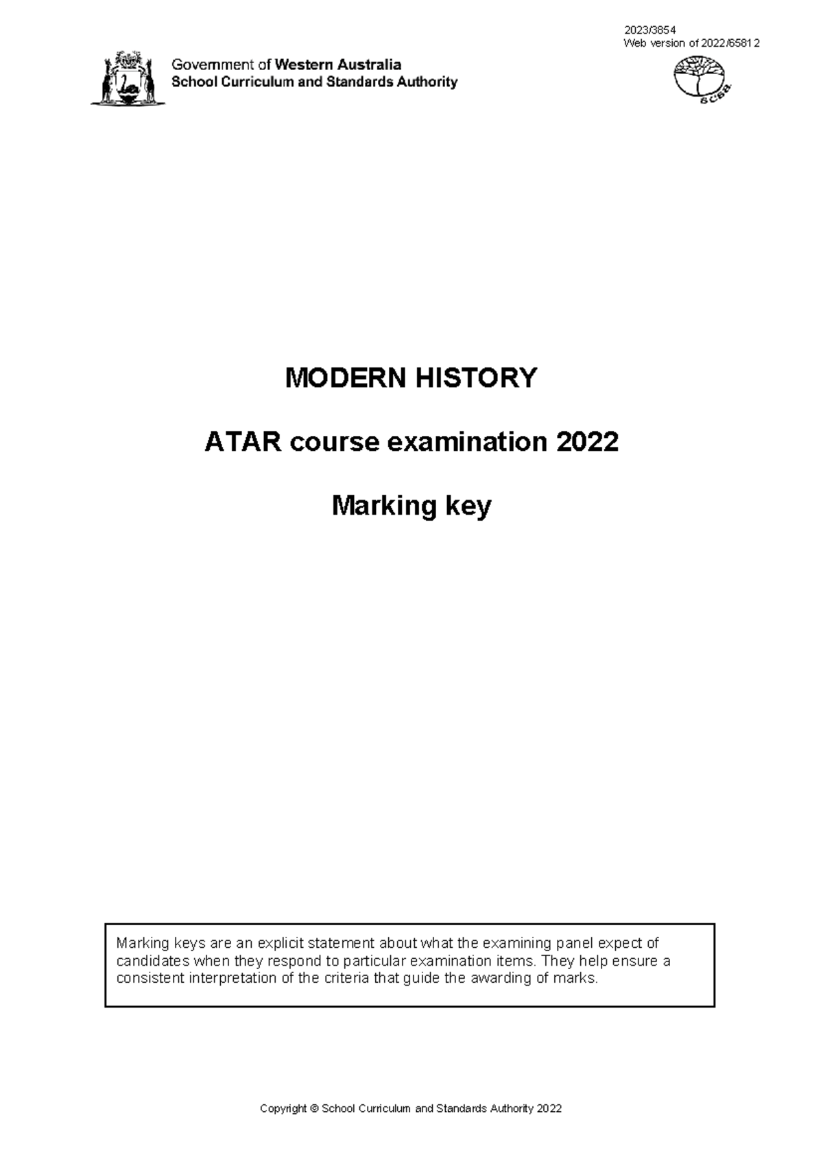 MODERN HISTORY ATAR 2022 Exam Marking Key Analysis - Studocu