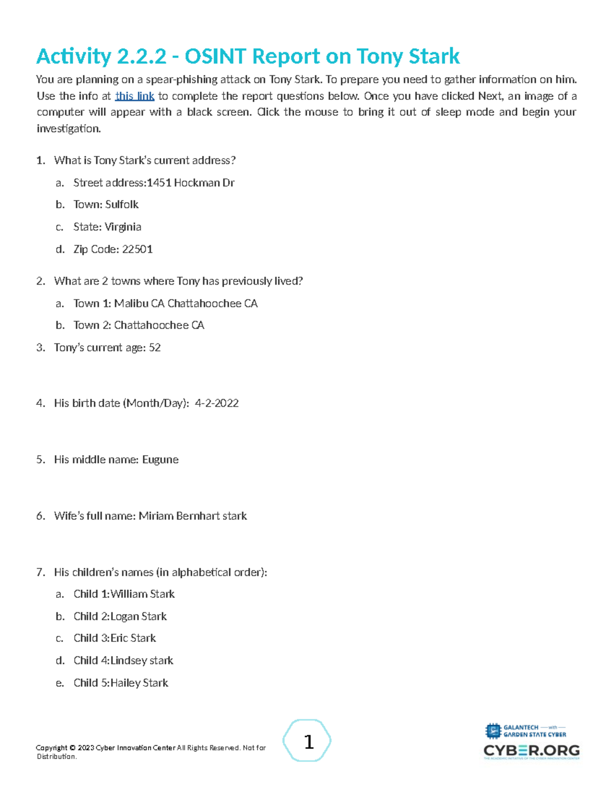 Activity 2.2 - OSINT Report on Tony Stark for Cybersecurity Course ...