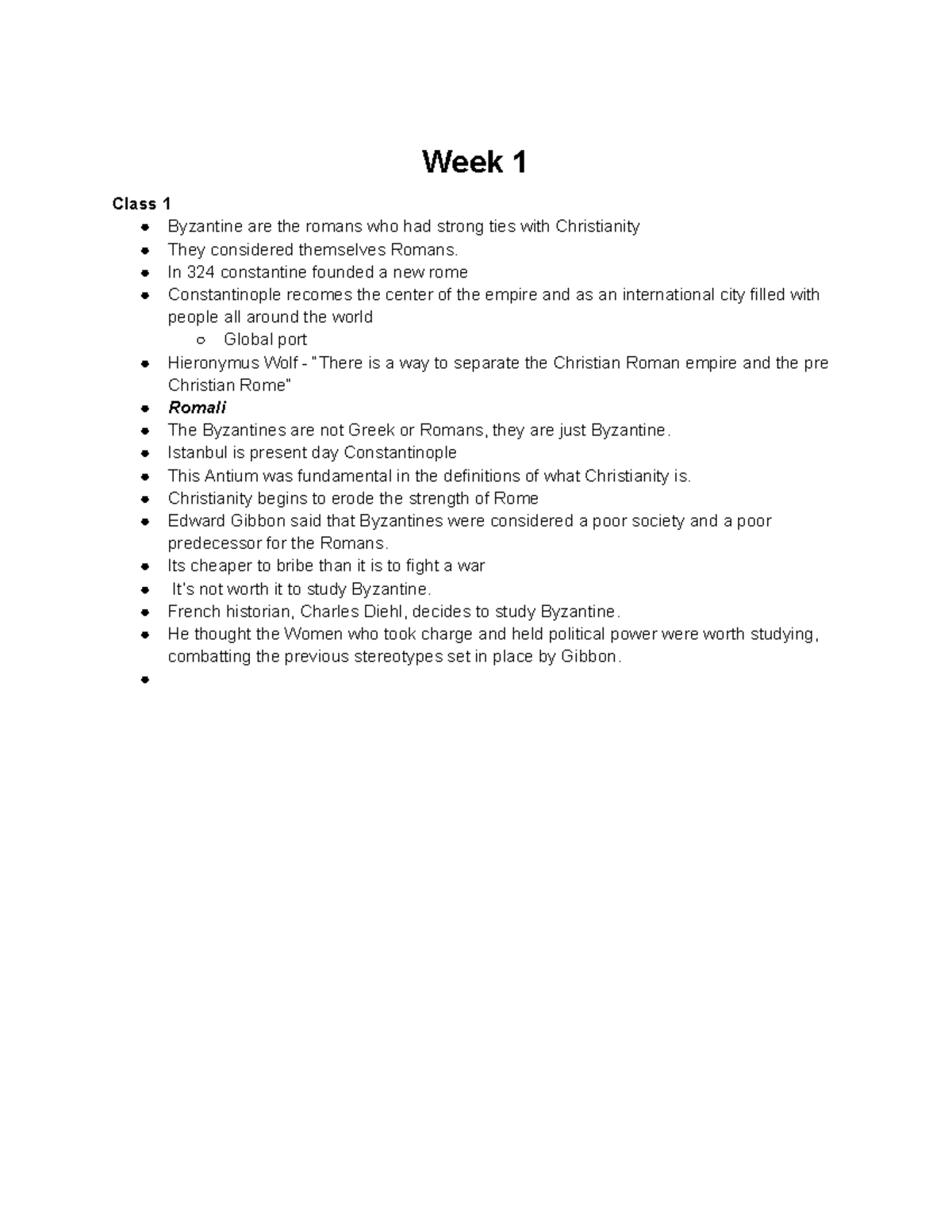 Byzantine Notes: Week 1 Class 1 Overview and Key Concepts - Studocu