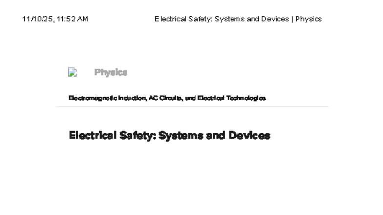 Electrical Safety Systems & Devices in Physics (PHYS 101) - Studocu