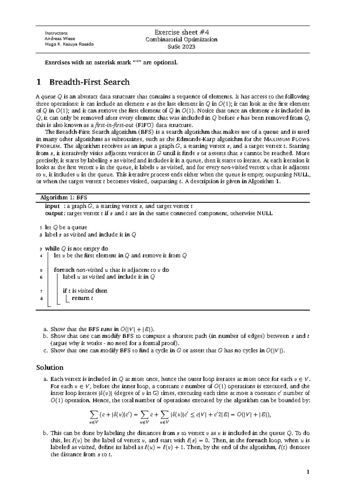 Exercise sheet 4 - sol - Instructors: Andreas Wiese Hugo K. Kasuya ...