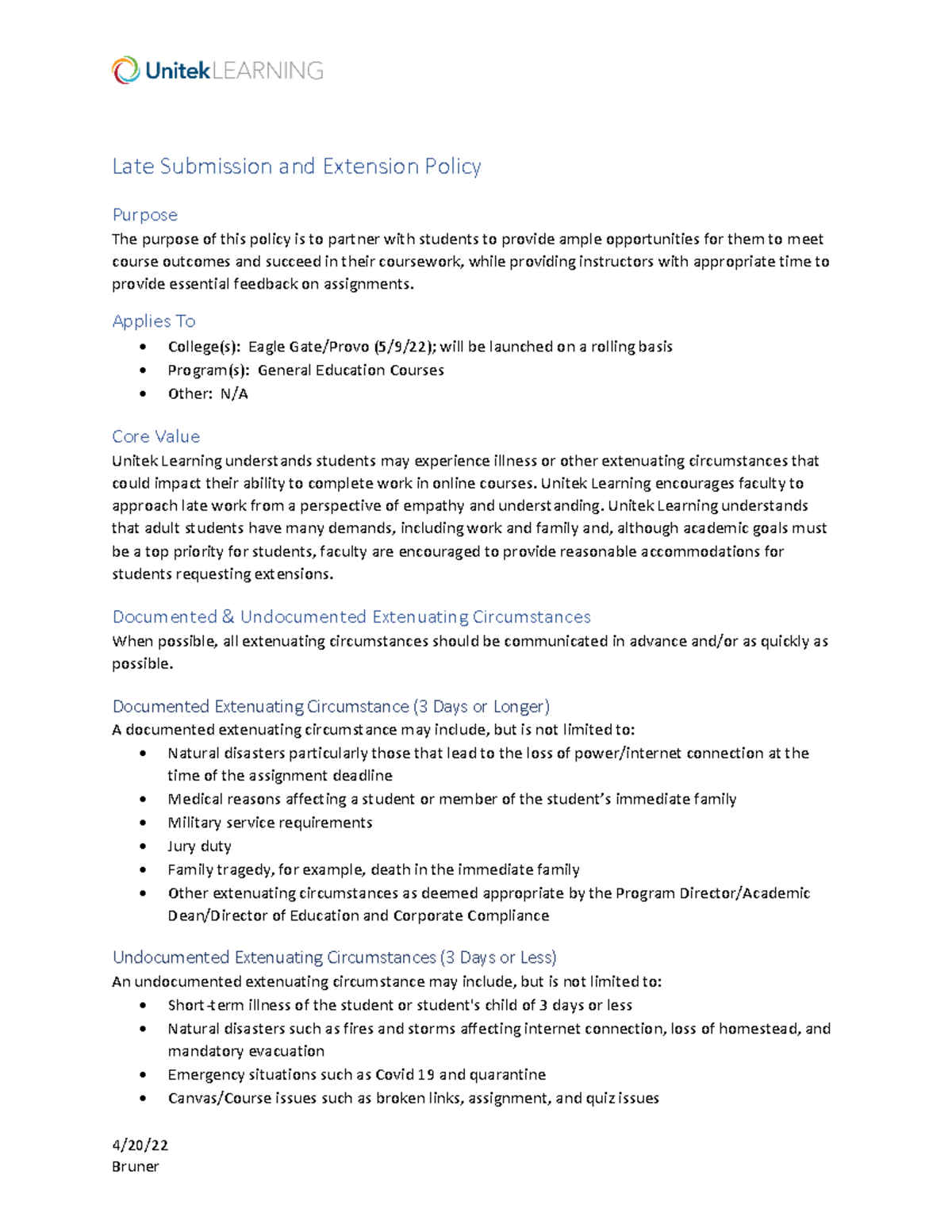 Late Submission & Extension Policy for General Education Courses - Studocu