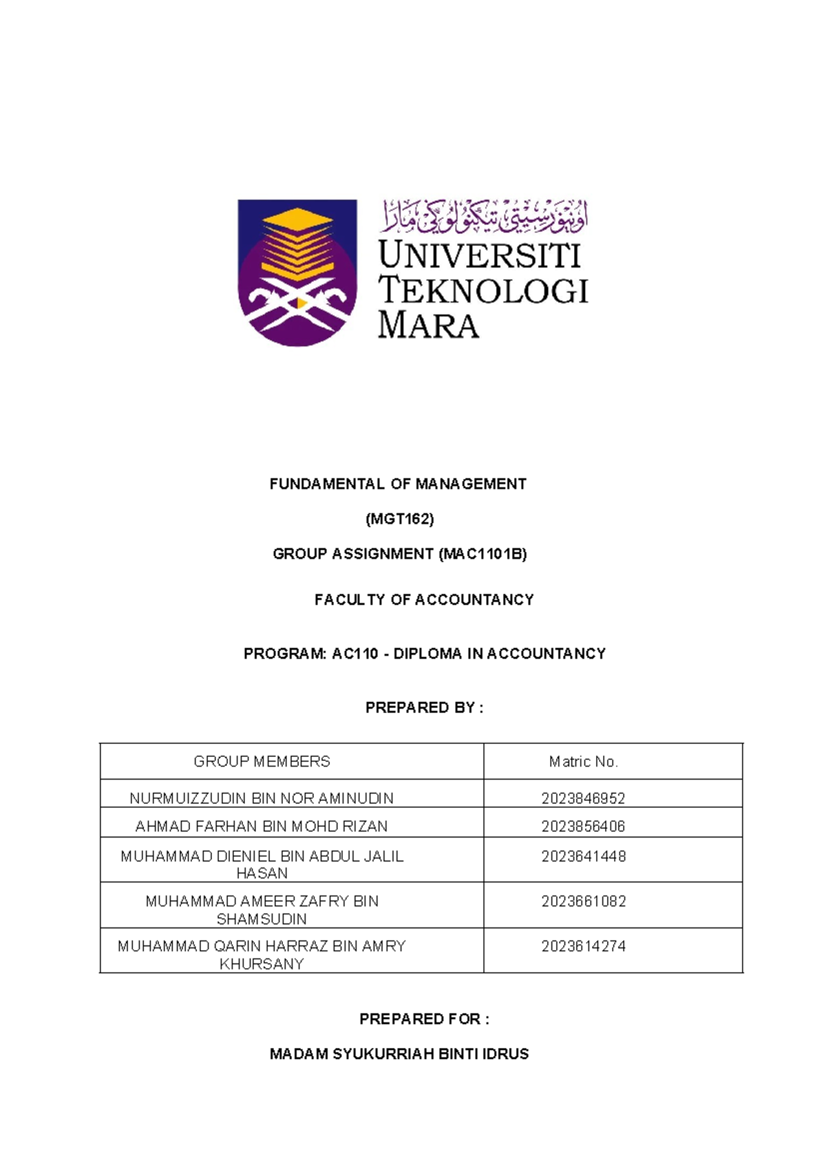 Fundamentals of Management Group Assignment (MGT162) - Tesla Case Study ...