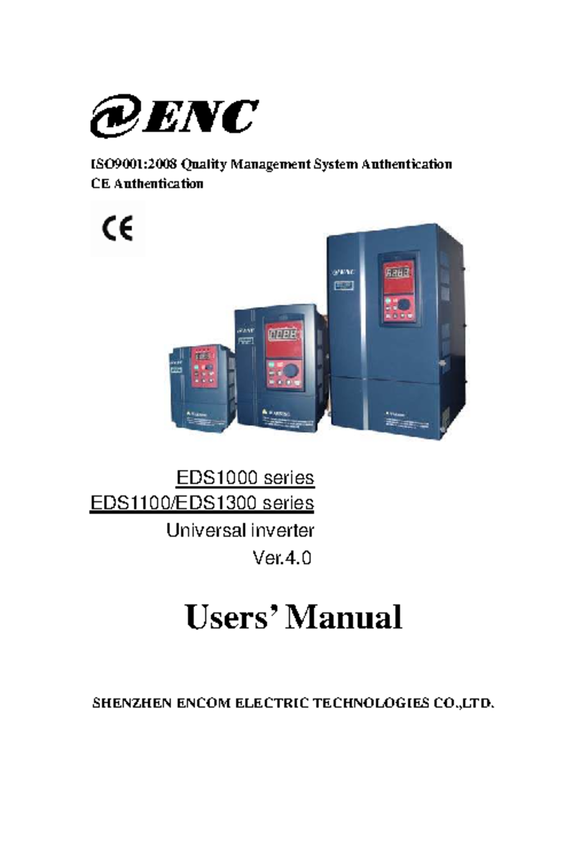 EDS1100 Series Universal Inverter Manual - Quality Management System ...