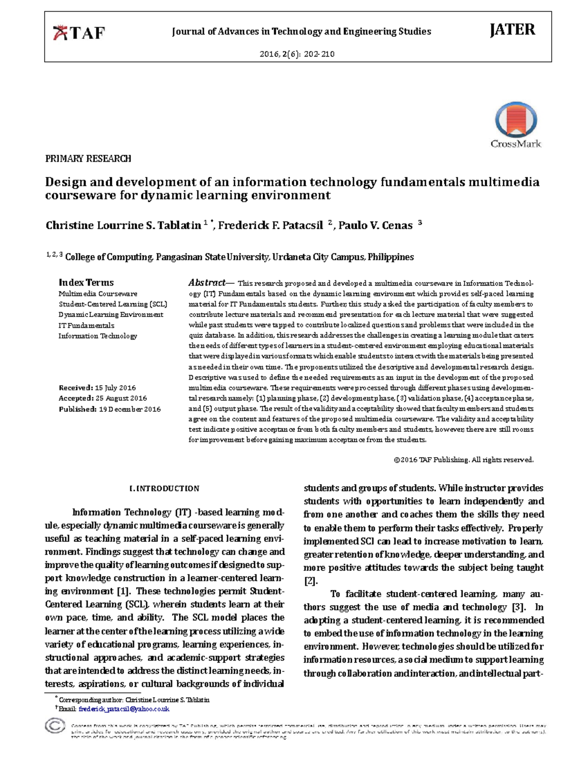Multimedia Courseware for IT Fundamentals: A Dynamic Learning Approach ...