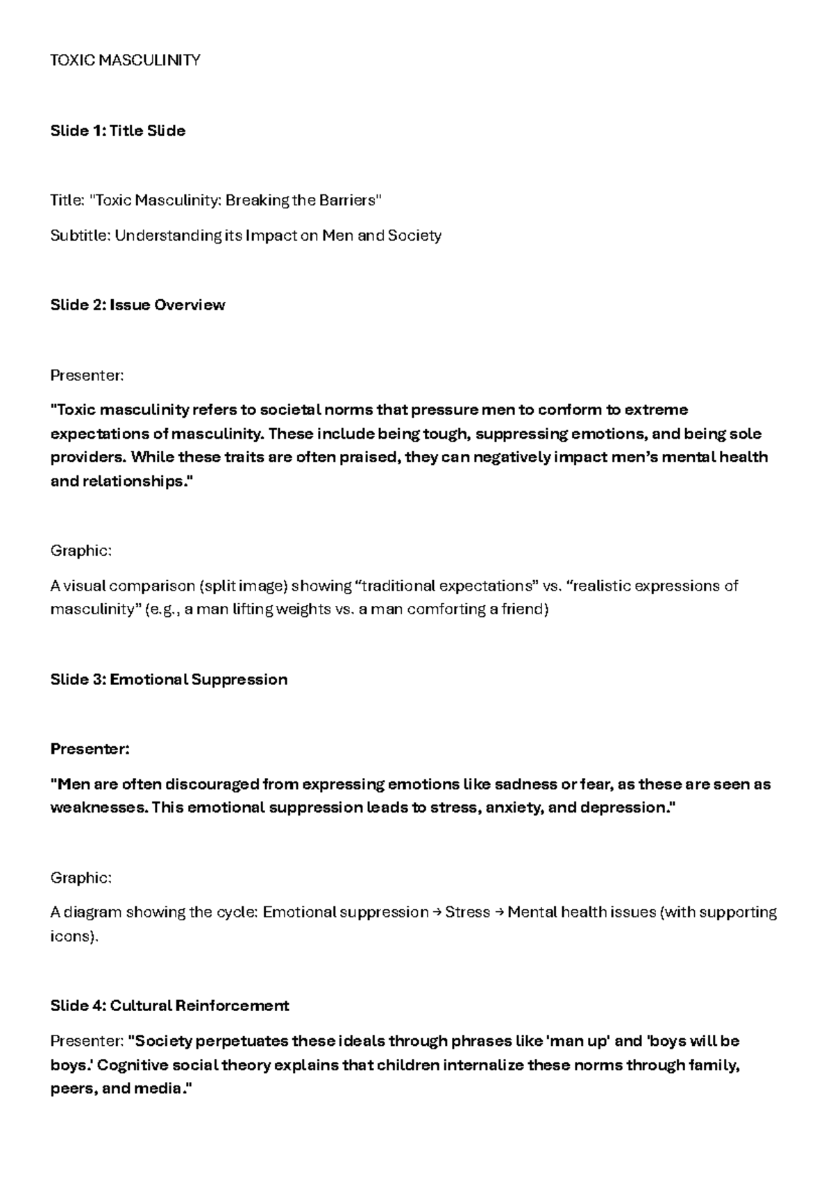 Toxic- Masculinity- Script - TOXIC MASCULINITY Slide 1: Title Slide ...