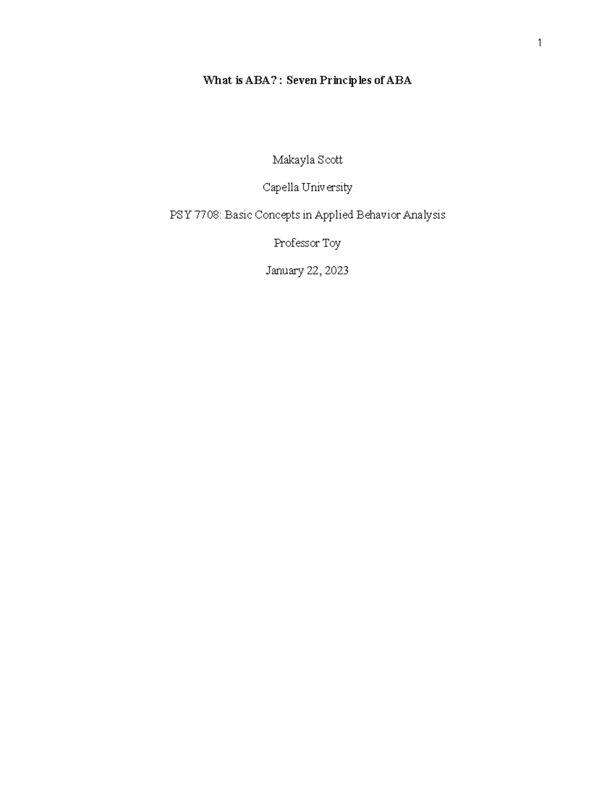 PSY 7708: Seven Dimensions of ABA Assignment Overview - Studocu