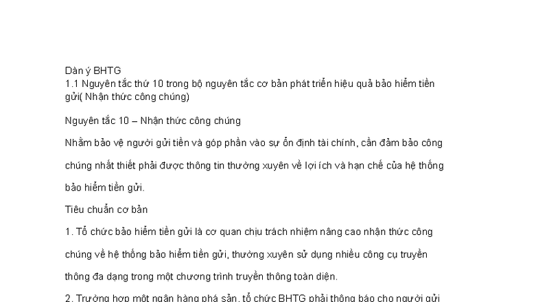 Dàn ý BHTG 1.1: Nguyên tắc Nhận thức công chúng và Bảo hiểm tiền gửi ...