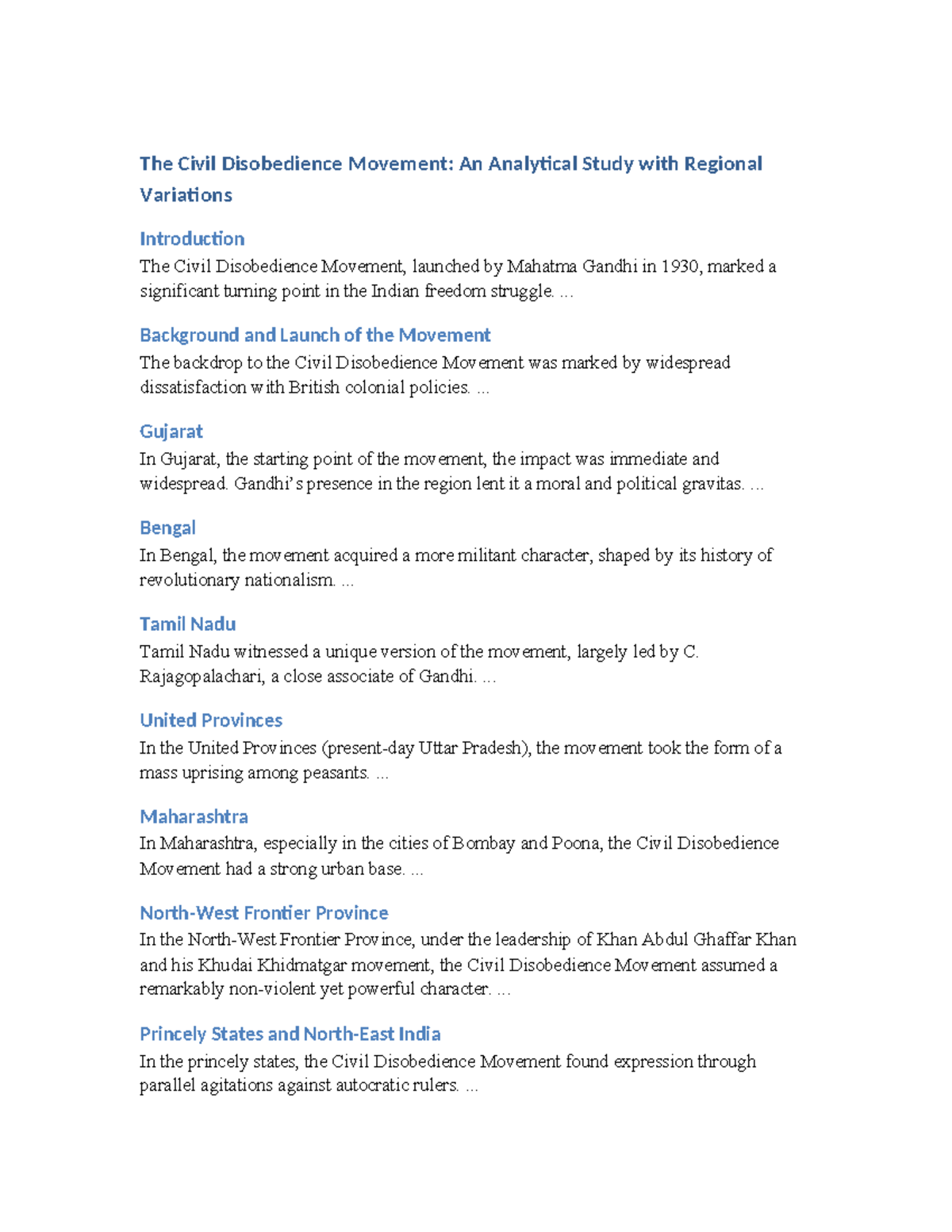 Civil Disobedience Movement Essay - The Civil Disobedience Movement: An ...