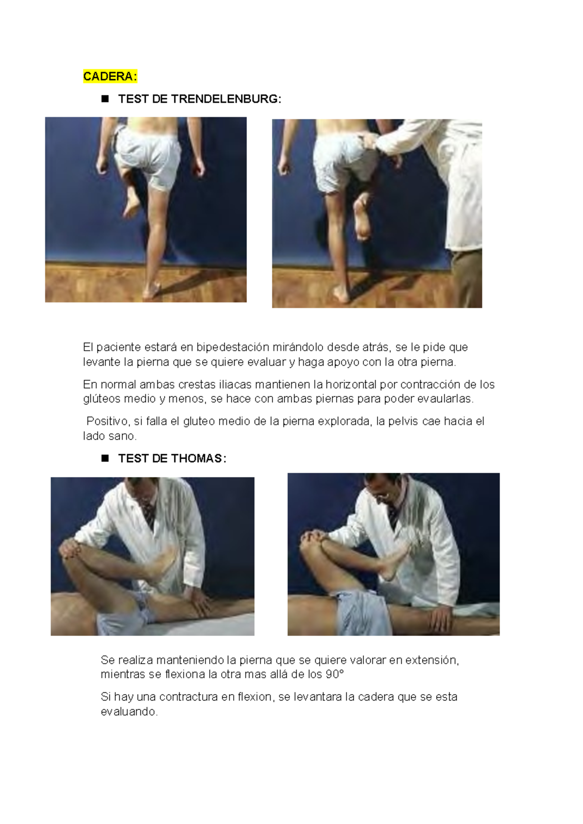 Rubrica Modulo Osteologia - CADERA: TEST DE TRENDELENBURG: El paciente ...