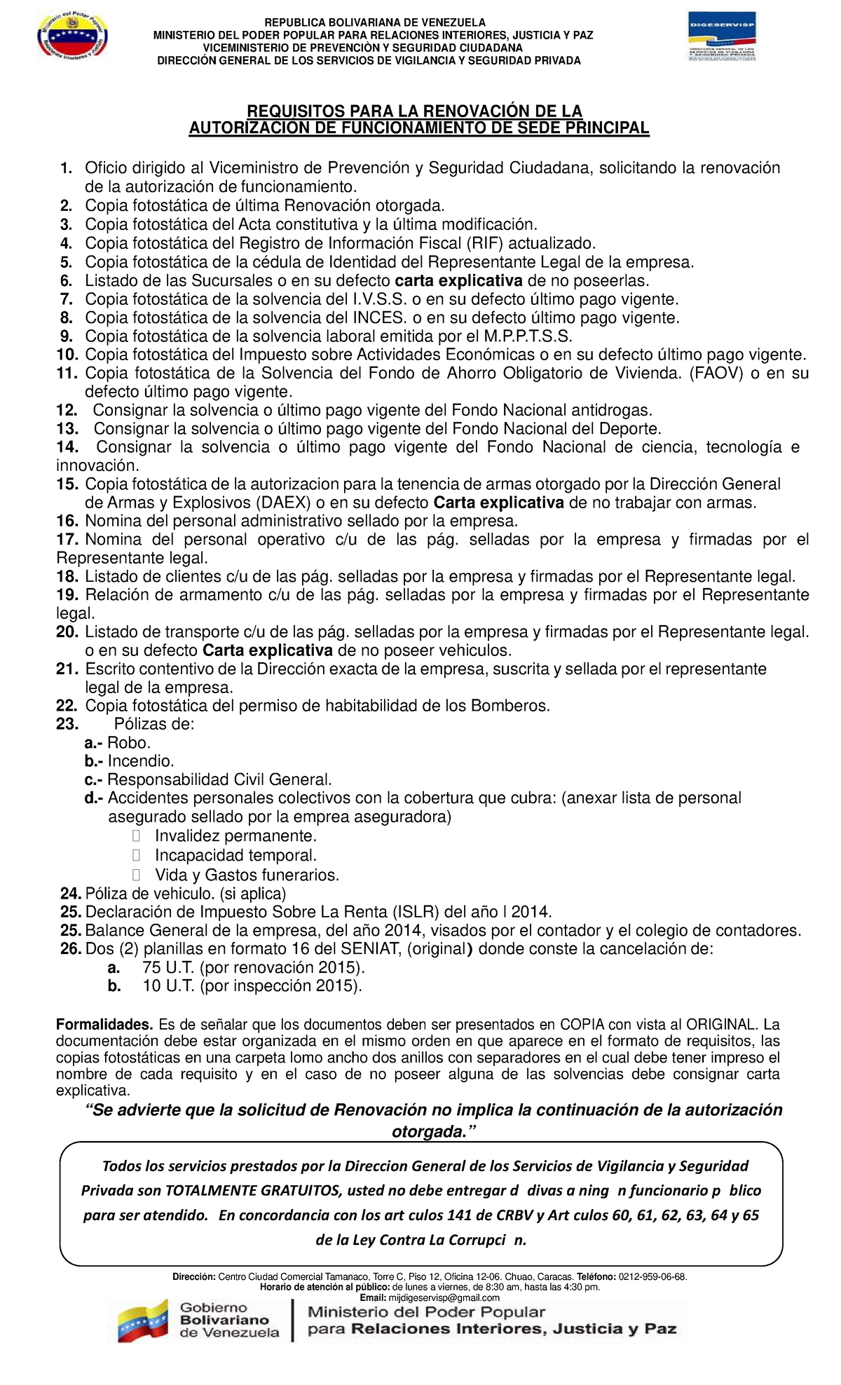 Requisitos para Renovación de Autorización de Funcionamiento ...