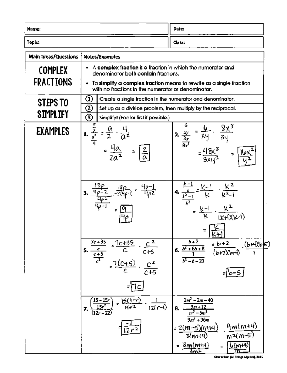 Complex Fractions Simplification Guide - Math 101 Final Exam - Studocu
